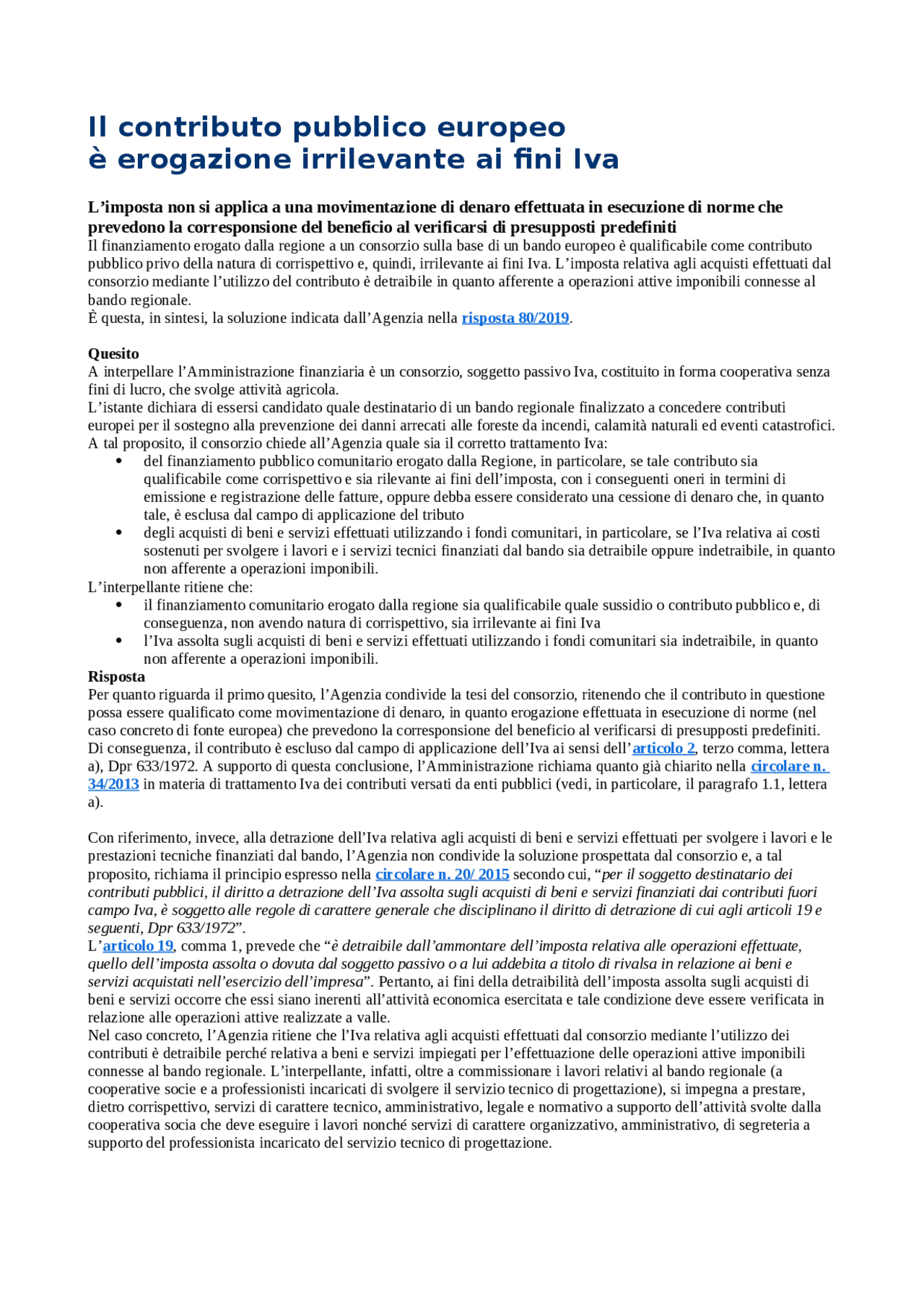 Il contributo fisco e finanza | Schemi e mappe concettuali di Diritto Comunitario | Docsity