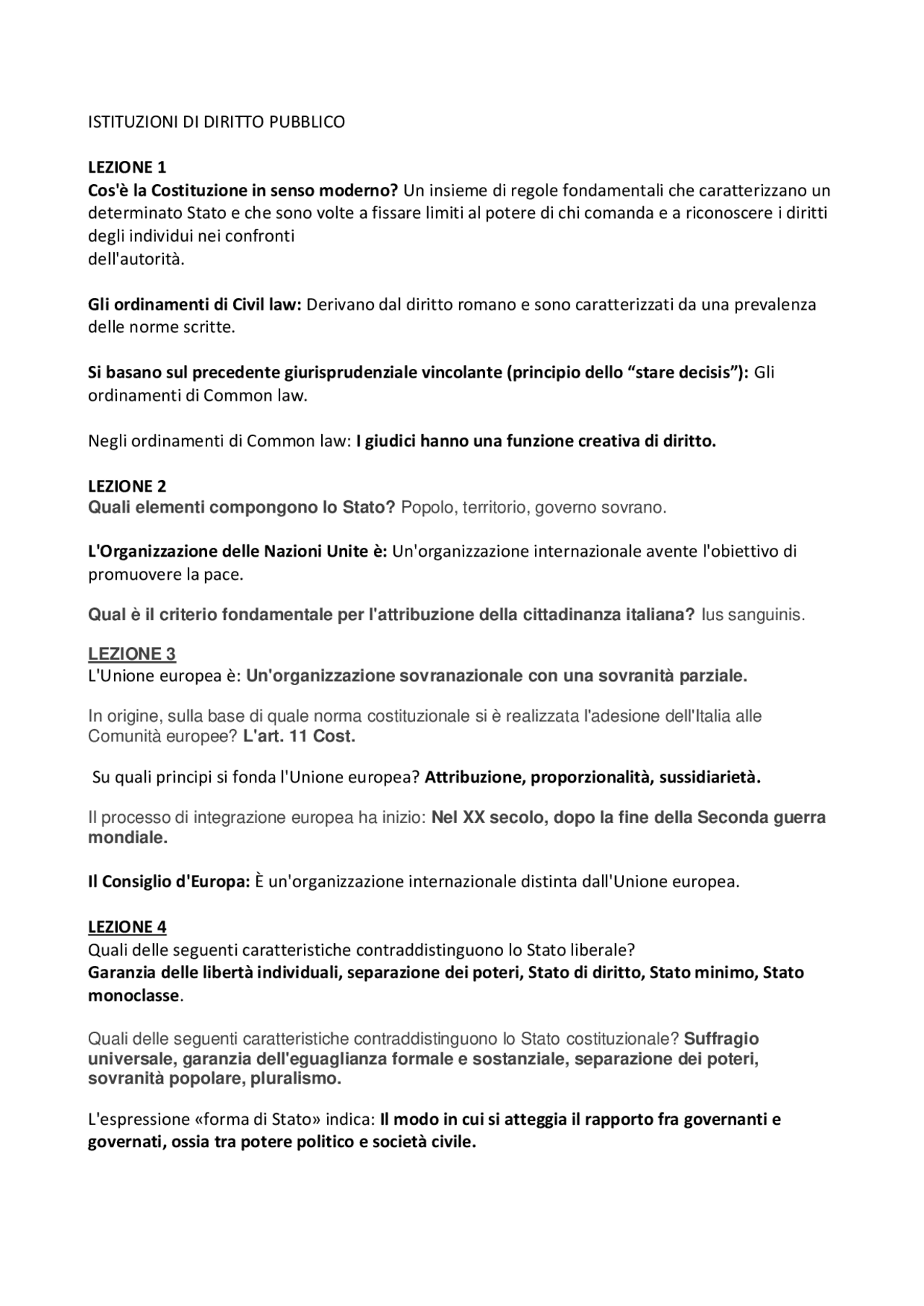 DOMANDE E RISPOSTE ISTITUZIONI DI DIRITTO PUBBLICO | Panieri di Istituzioni Diritto Pubblico ...