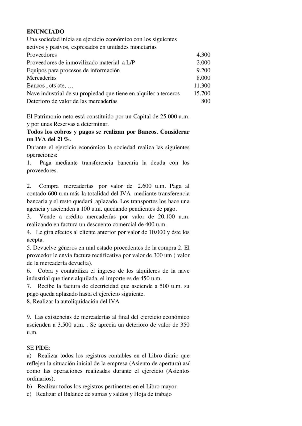 Ejercicio práctico ciclo contable | Ejercicios de Contabilidad | Docsity