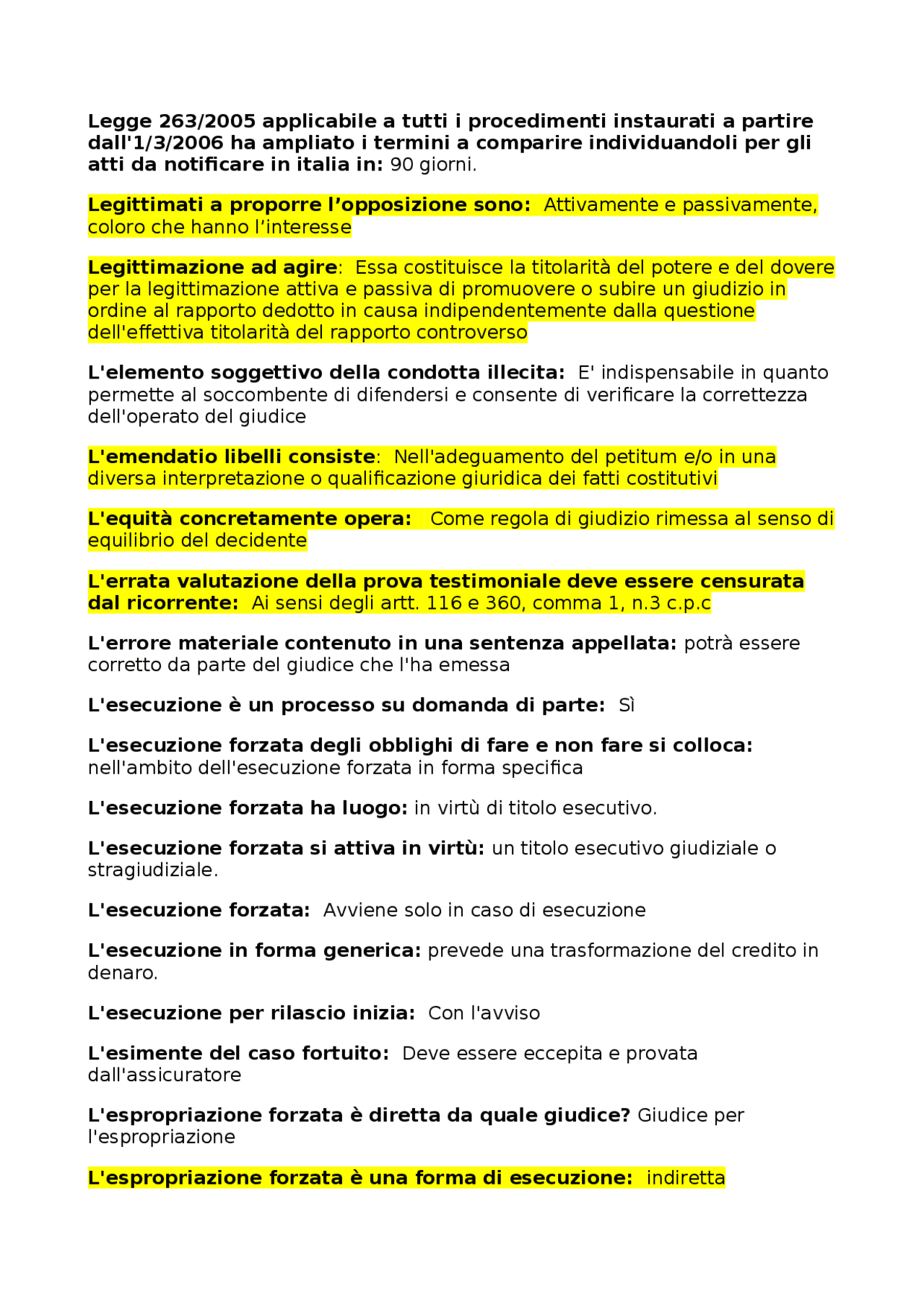 Diritto Processuale Civile Prove Desame Di Diritto Processuale Docsity