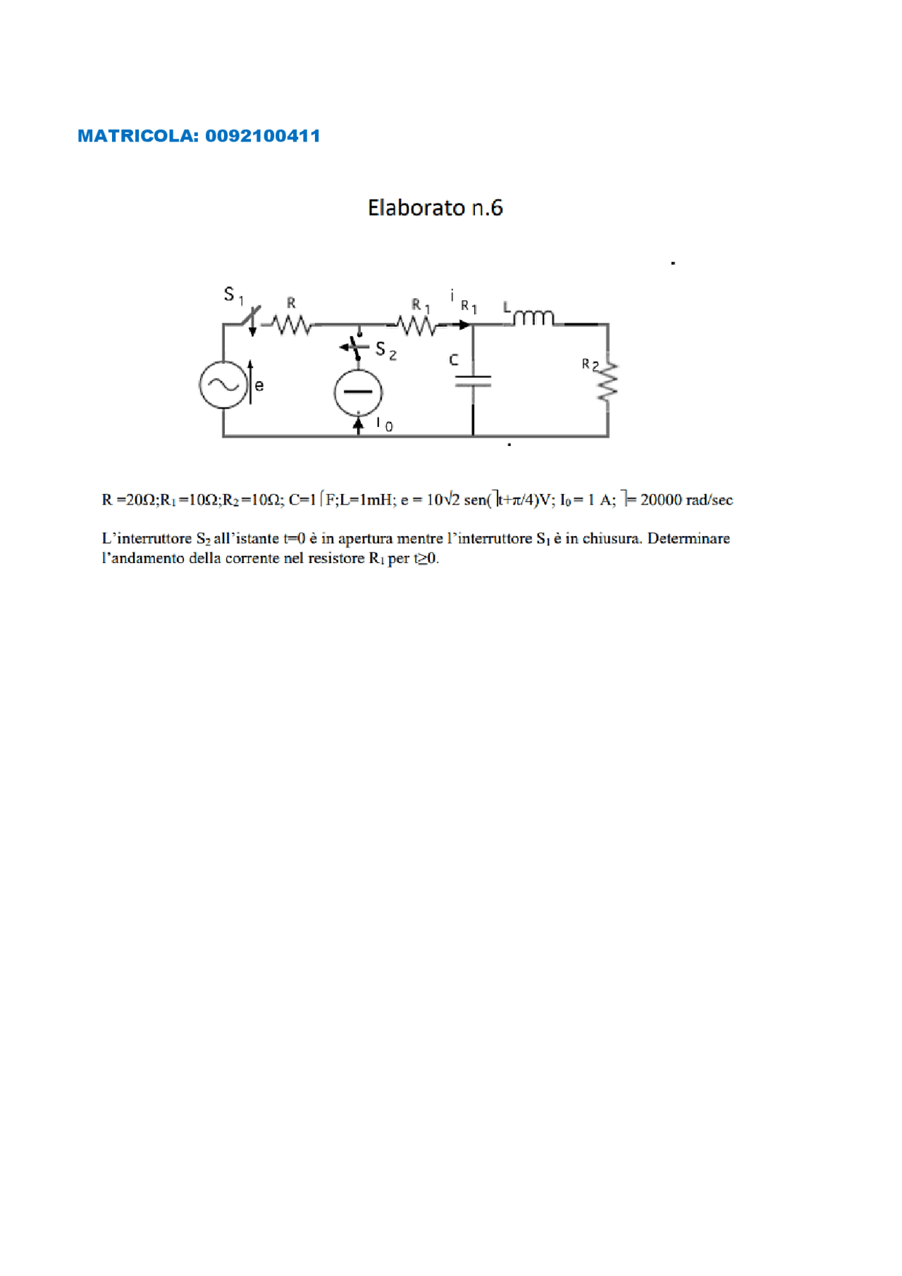 Elaborato Principi Ingegneria Elettrica 2pt Esercizi Di Ingegneria