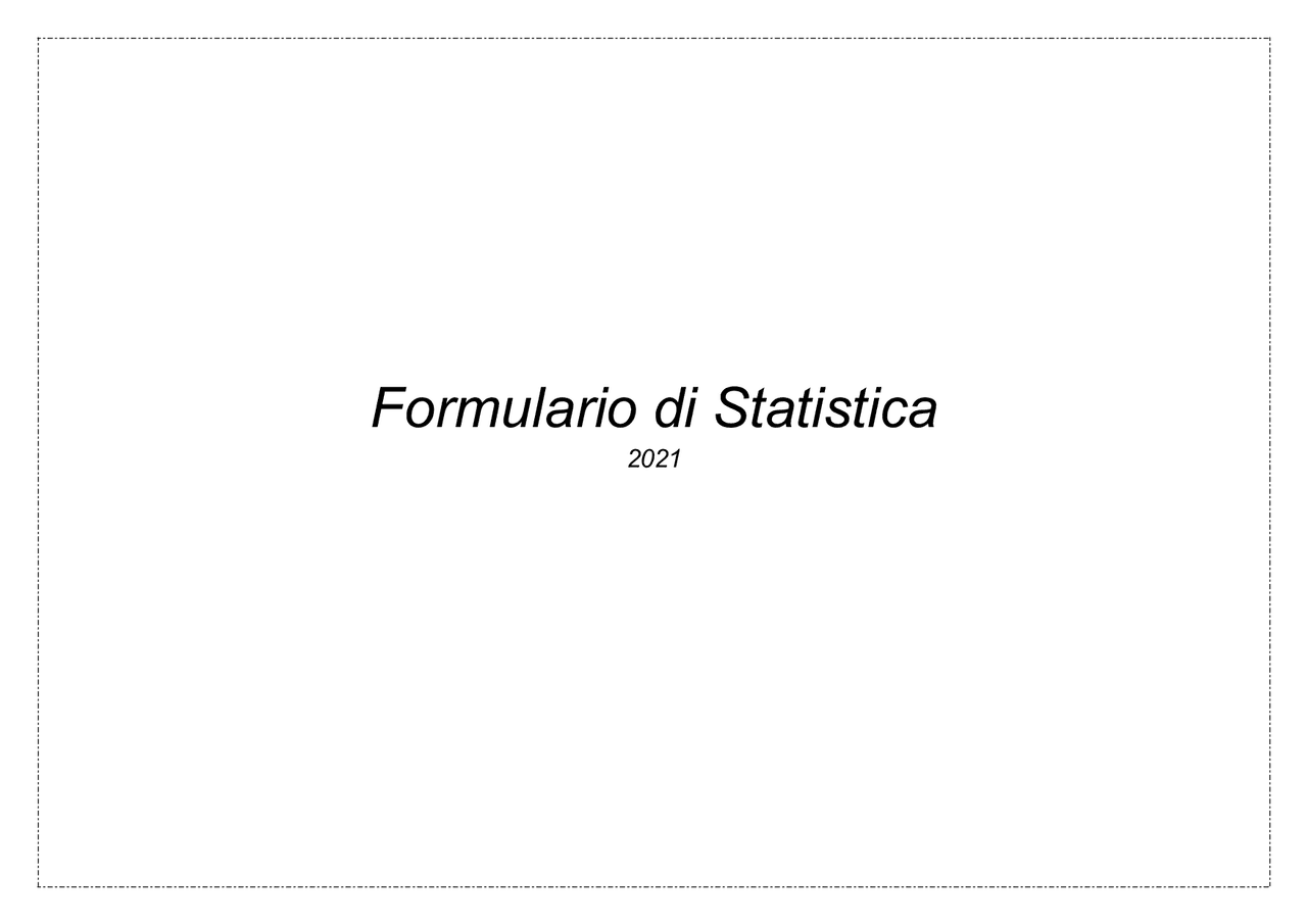 Formulario Di Statistica Schemi E Mappe Concettuali Di Statistica