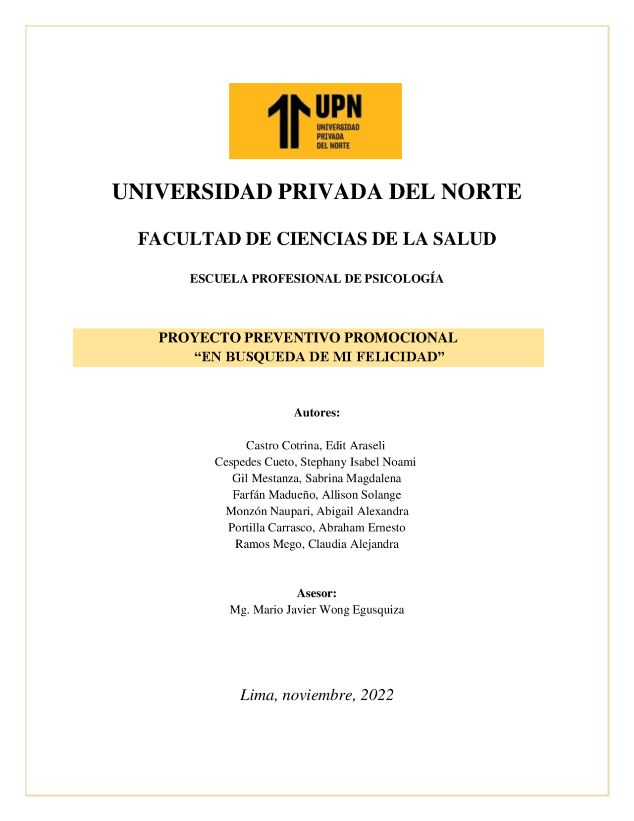 Proyecto De Prevención Monografías Ensayos De Psicología Docsity