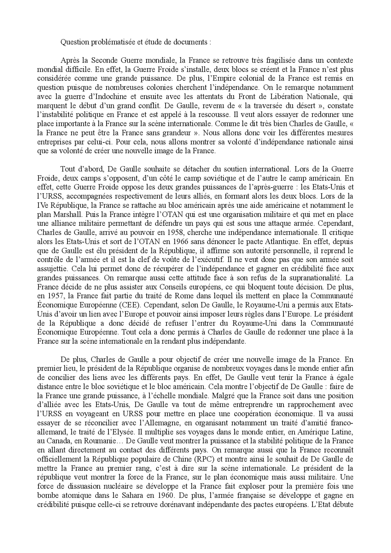 Dissertation et commentaire de texte | Dissertation Histoire | Docsity