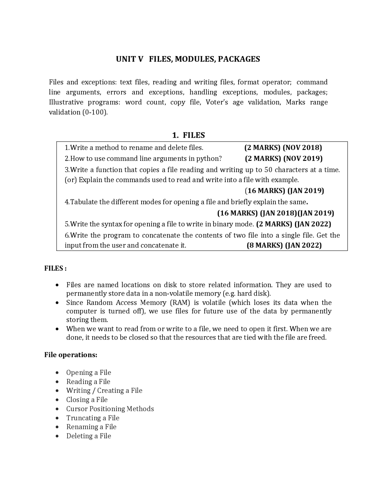 basics of files and modules | Study notes Computer Applications | Docsity