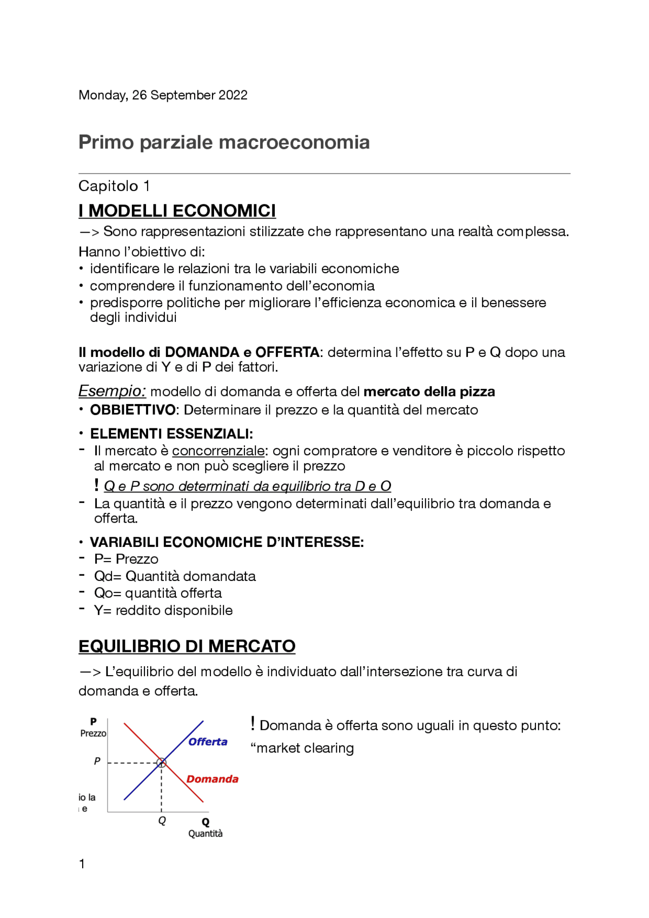 Macroeconomia - Primo parziale | Appunti di Macroeconomia | Docsity