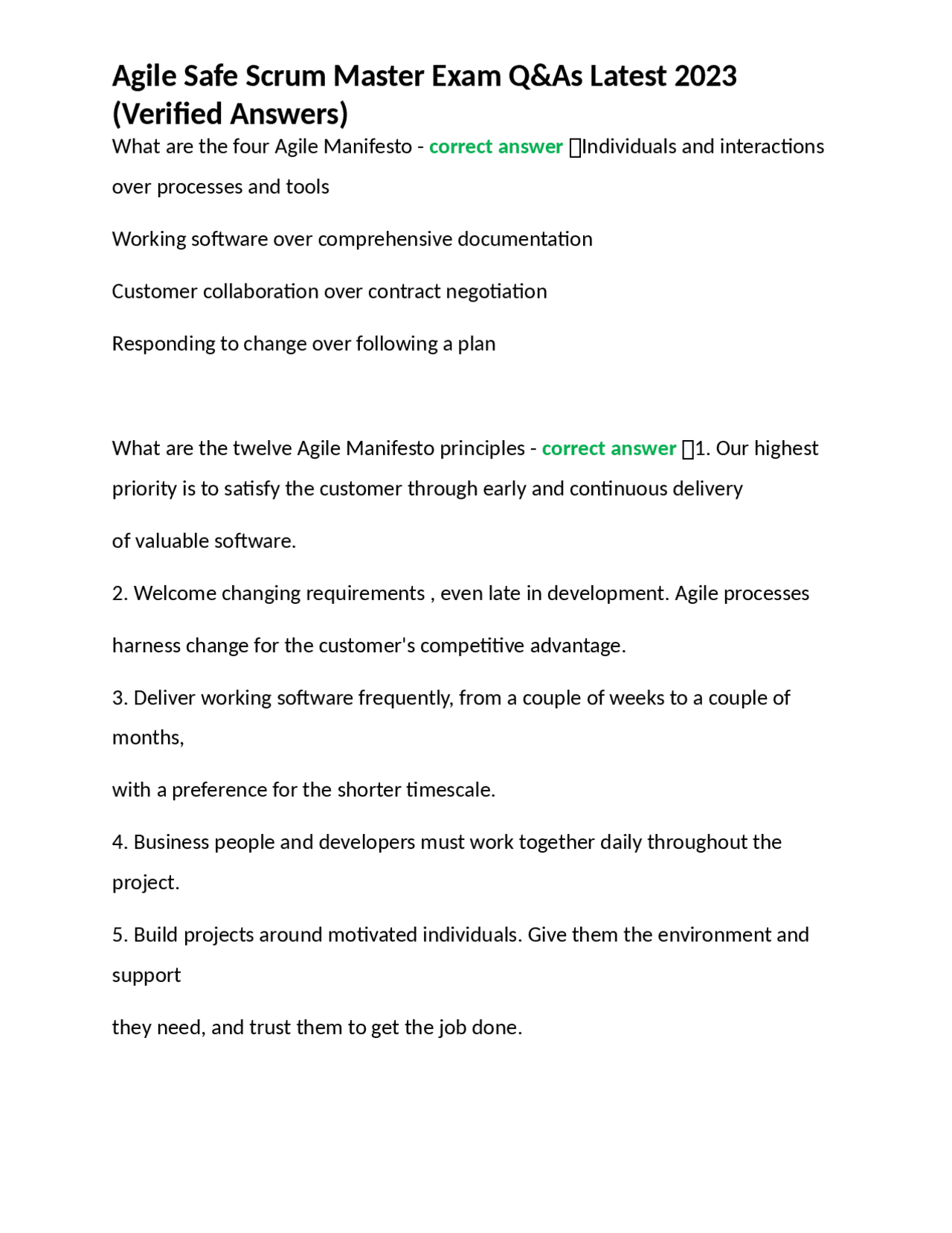 Agile Safe Scrum Master Exam Q&As Latest 2023 (Verified Answers ...