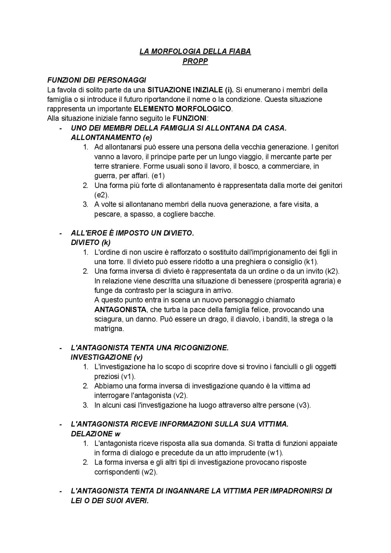 La morfologia della fiaba | Appunti di Letteratura | Docsity