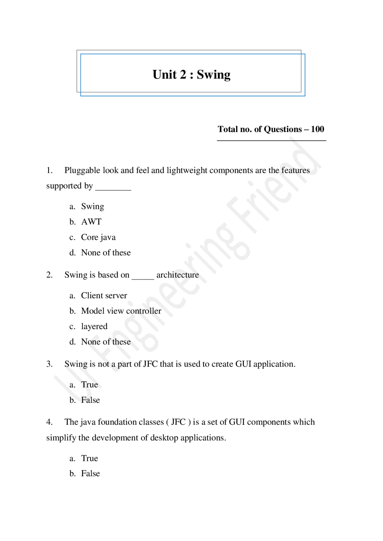 Swing GUI Components in Java | Cheat Sheet Computer science | Docsity