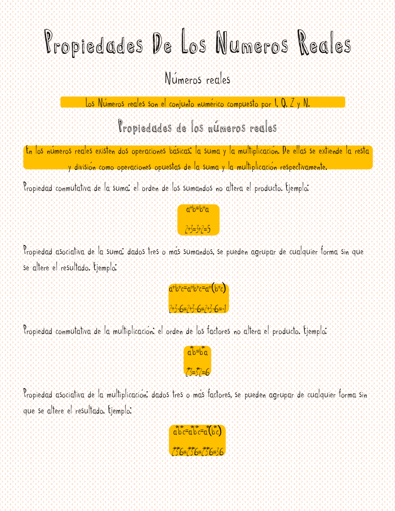 Hoja De Trabajo De Propiedades De Números Reales