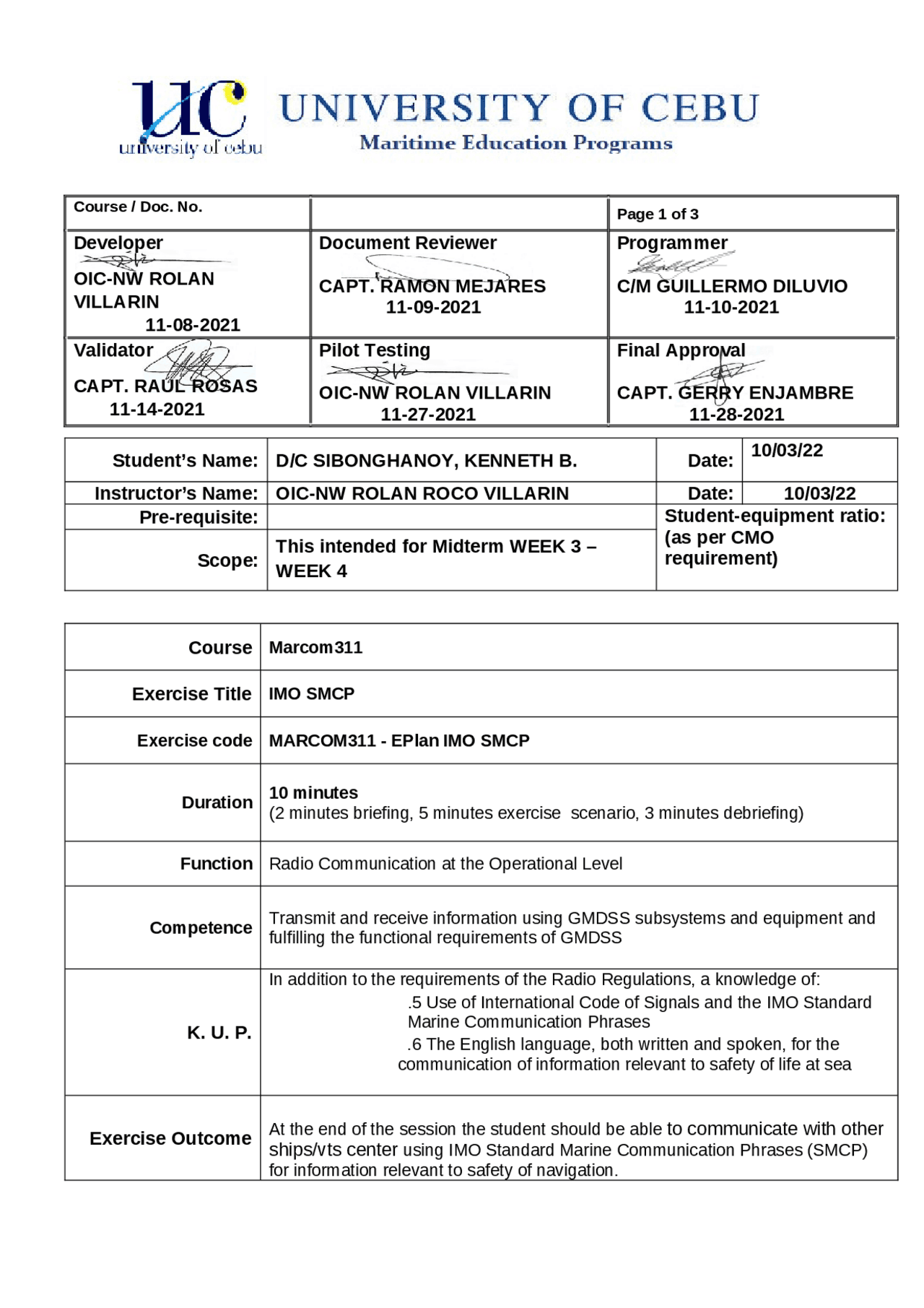 IMO Standard Marine Communication Phrases (SMCP) Exercise | Exercises ...