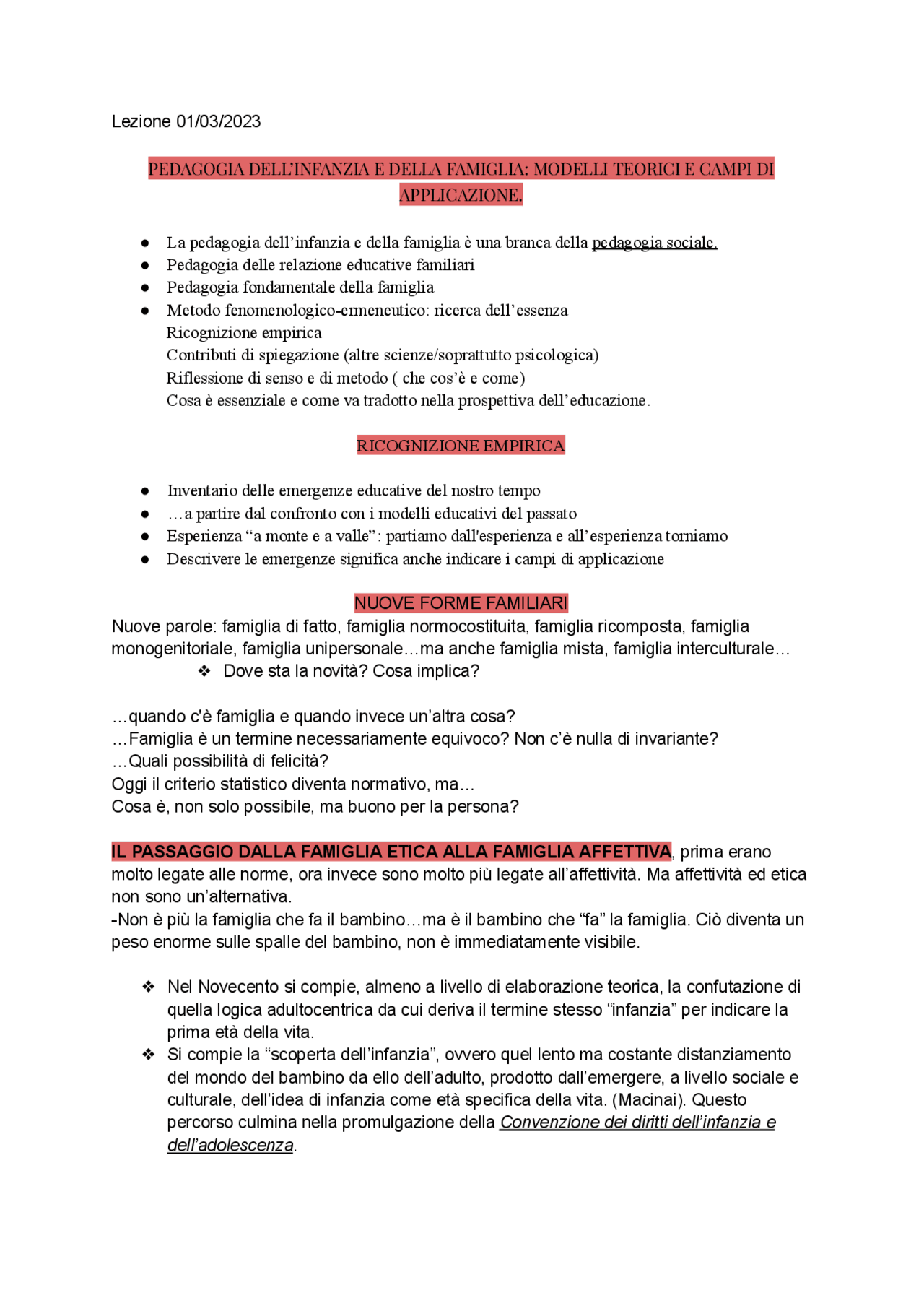 MODELLI TEORICI E CAMPI DI APPLICAZIONE. | Appunti di Pedagogia | Docsity