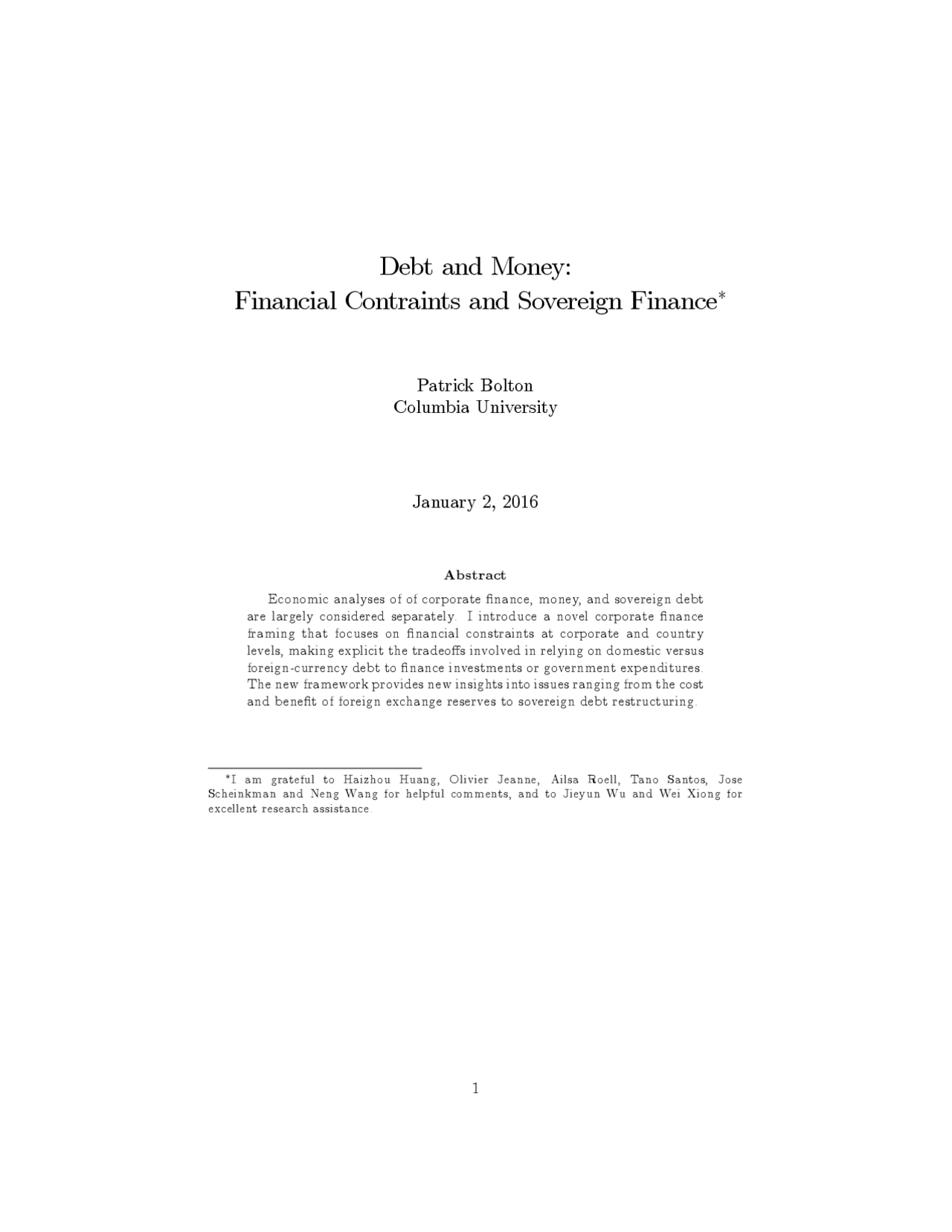 Financial Constraints and Sovereign Finance | Lecture notes ...