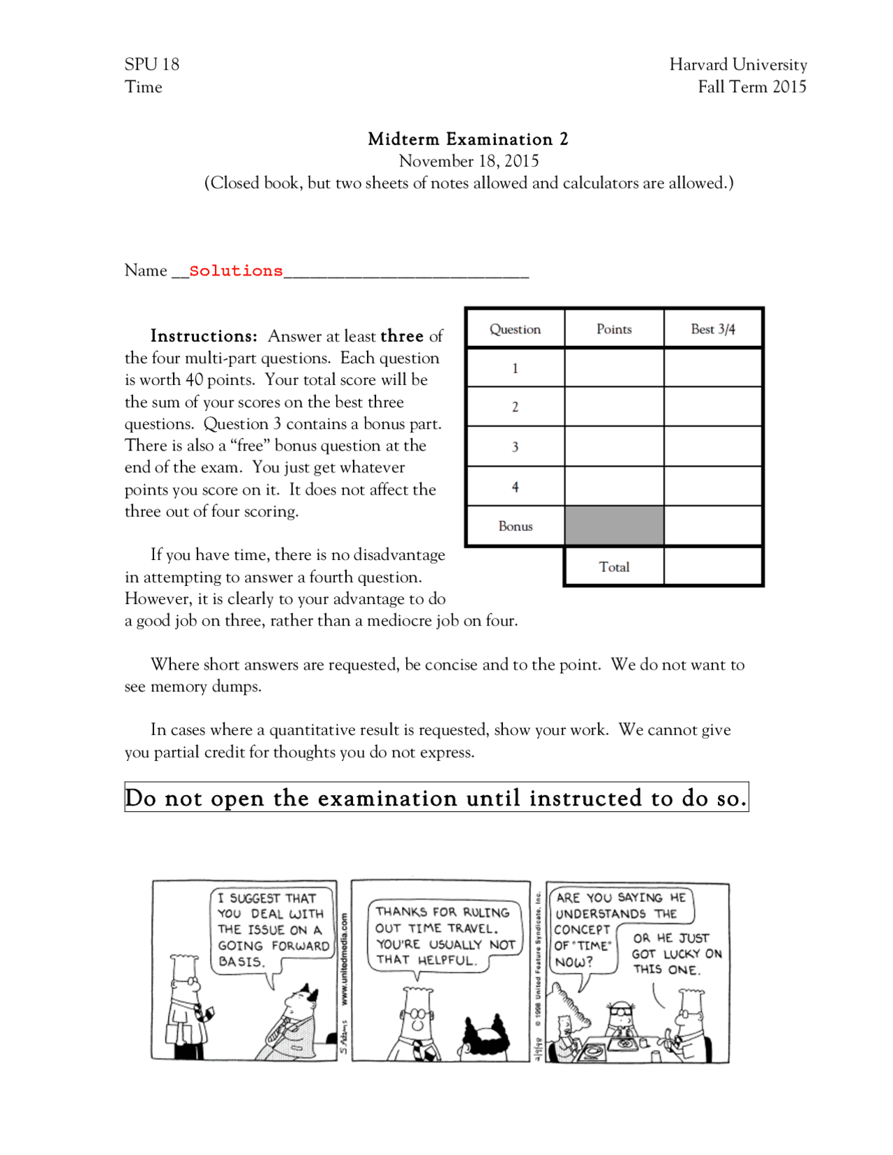 Midterm Examination 2 Exams Relativity Theory Docsity
