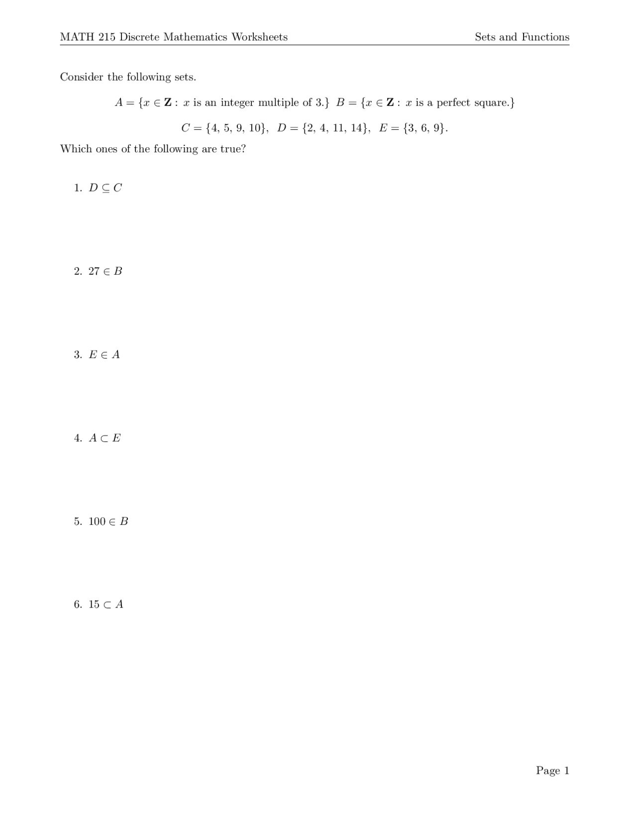 Discrete Mathematics Worksheets Euler Circuits And Paths Worksheet
