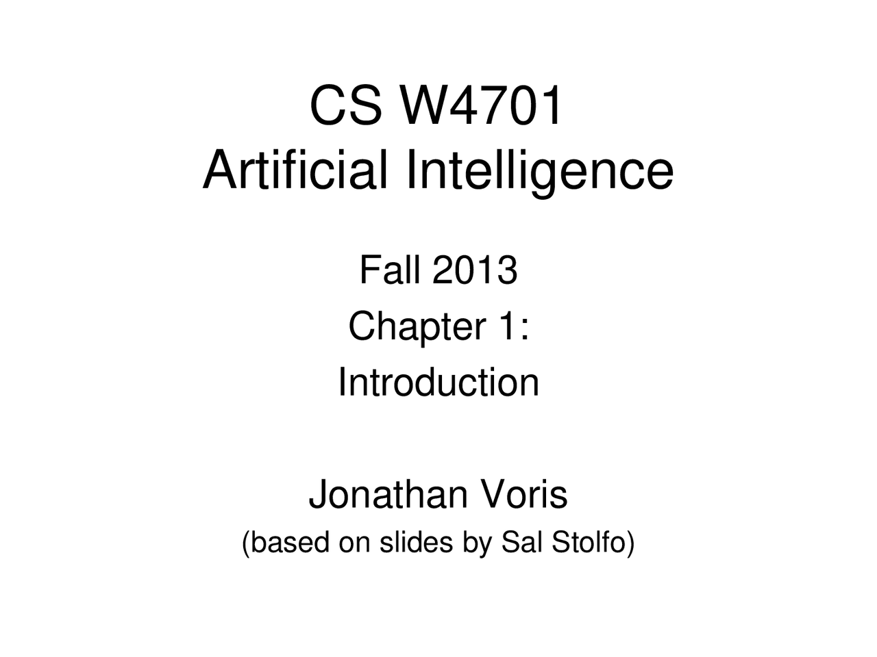 CS W4701 Artificial Intelligence | Lecture notes Artificial ...