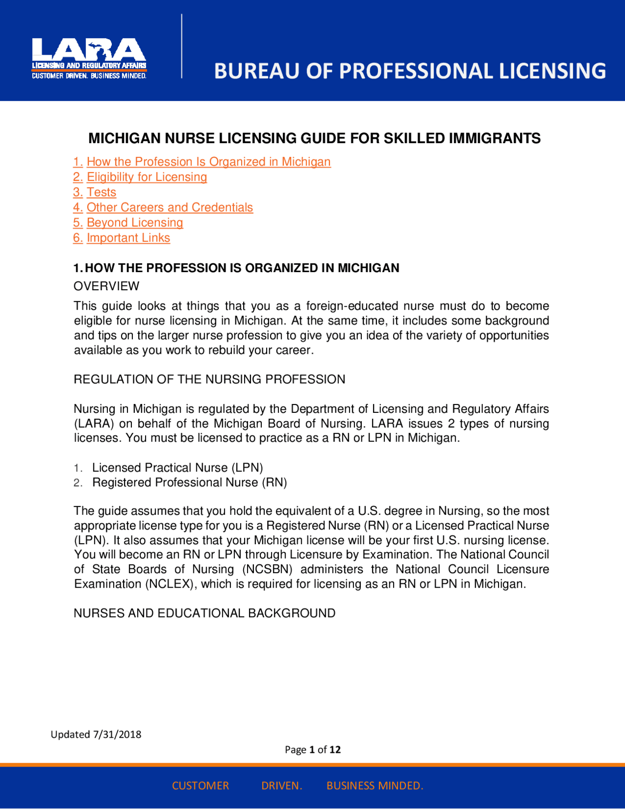 Michigan Nurse Licensing Guide for Skilled Immigrants | Study notes ...