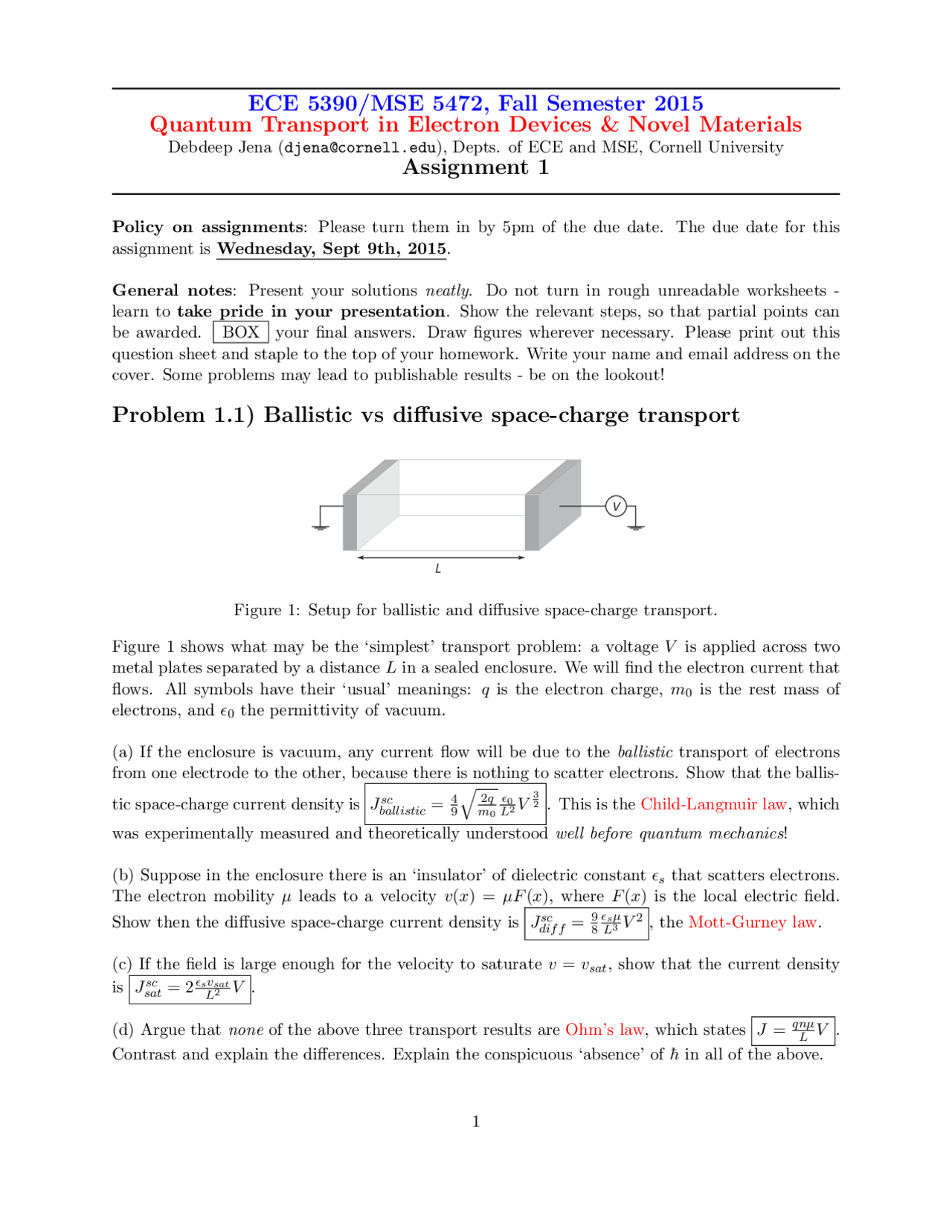 Quantum Transport in Electron Devices & Novel Materials | Slides Quantum Mechanics | Docsity