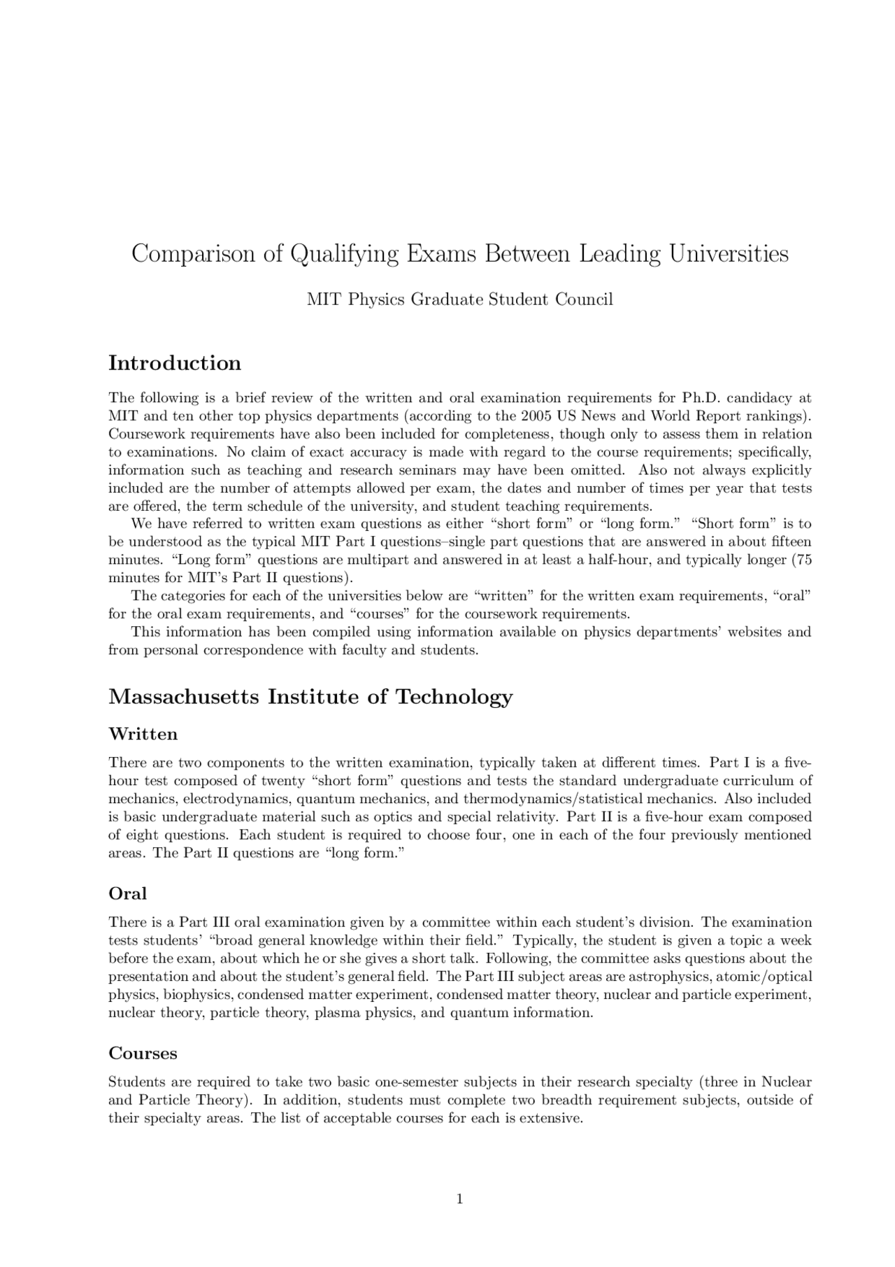 Comparison of Qualifying Exams Between Leading Universities | Exams ...
