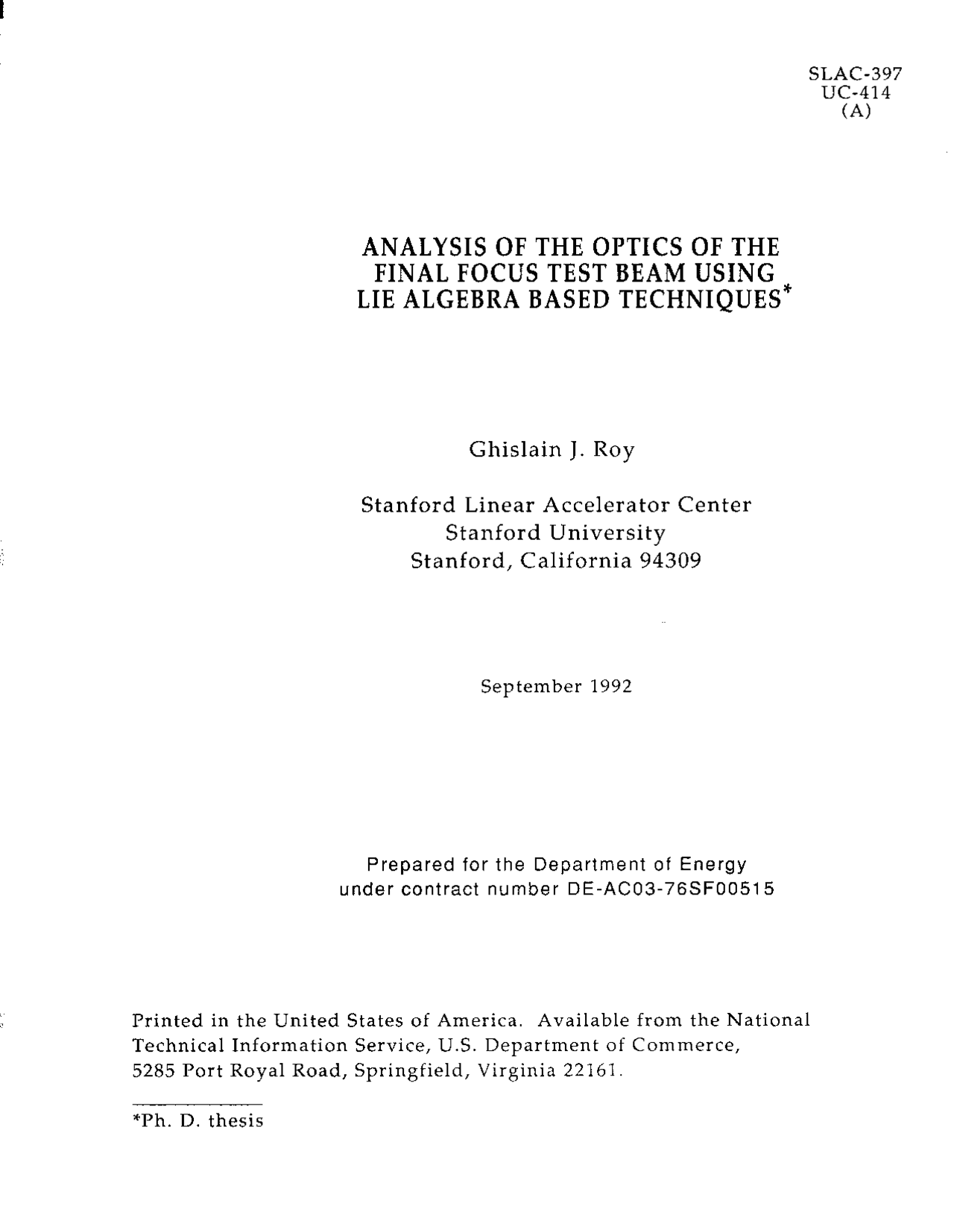 ANALYSIS OF THE OPTICS OF THE FINAL FOCUS TEST ... | Study notes Optics ...