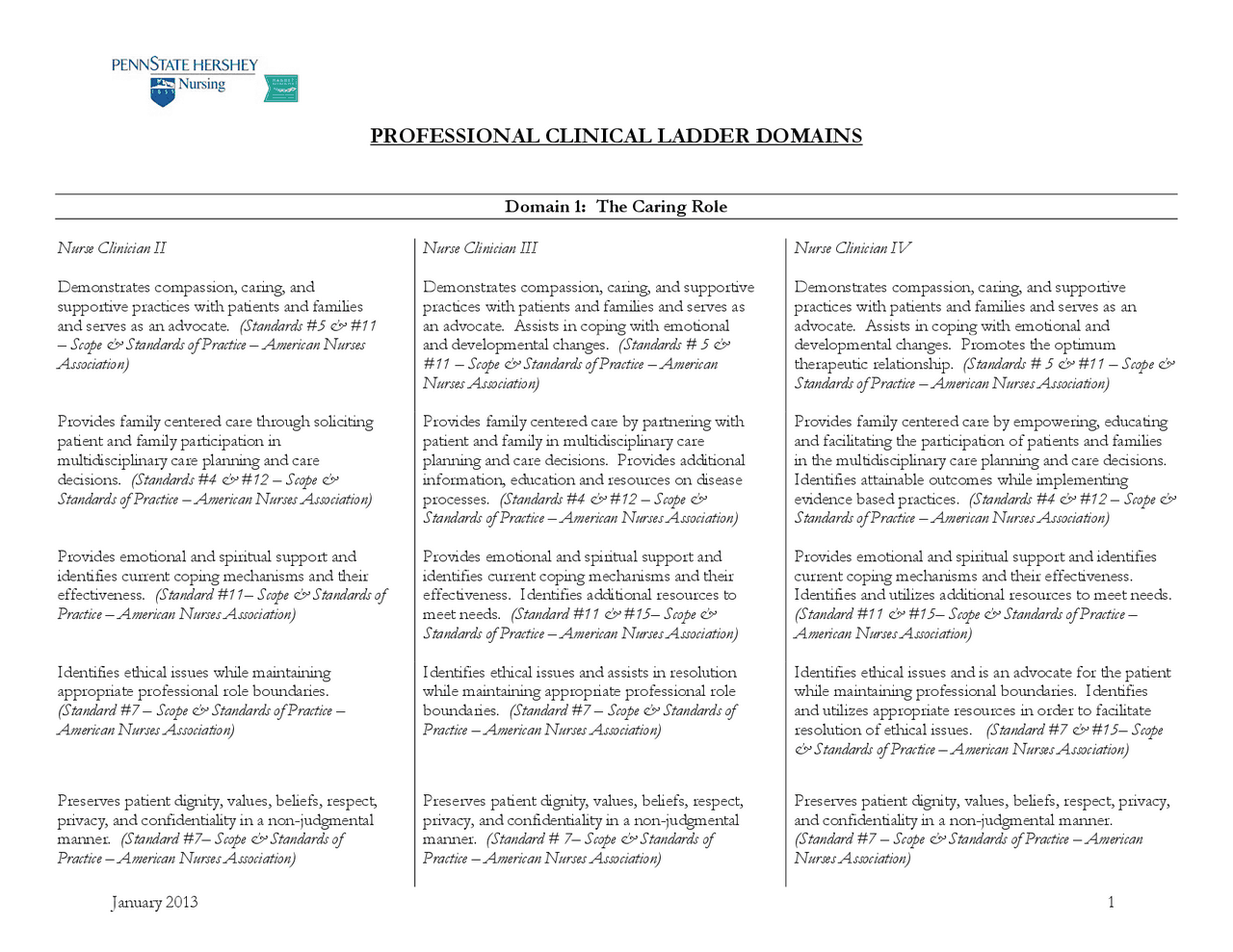 Professional Clinical Ladder Domains | Study notes Nursing | Docsity