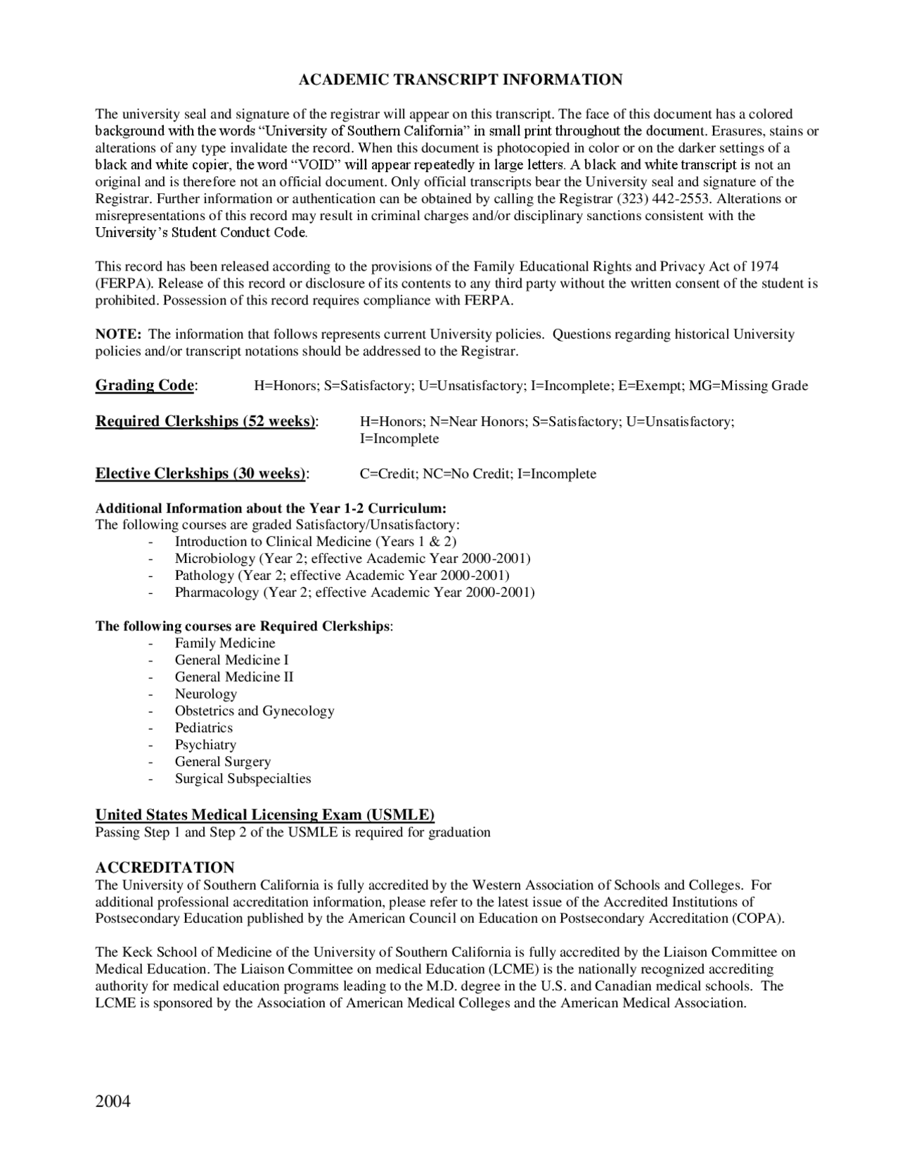 ACADEMIC TRANSCRIPT INFORMATION Grading Code | Lecture notes Surgical ...