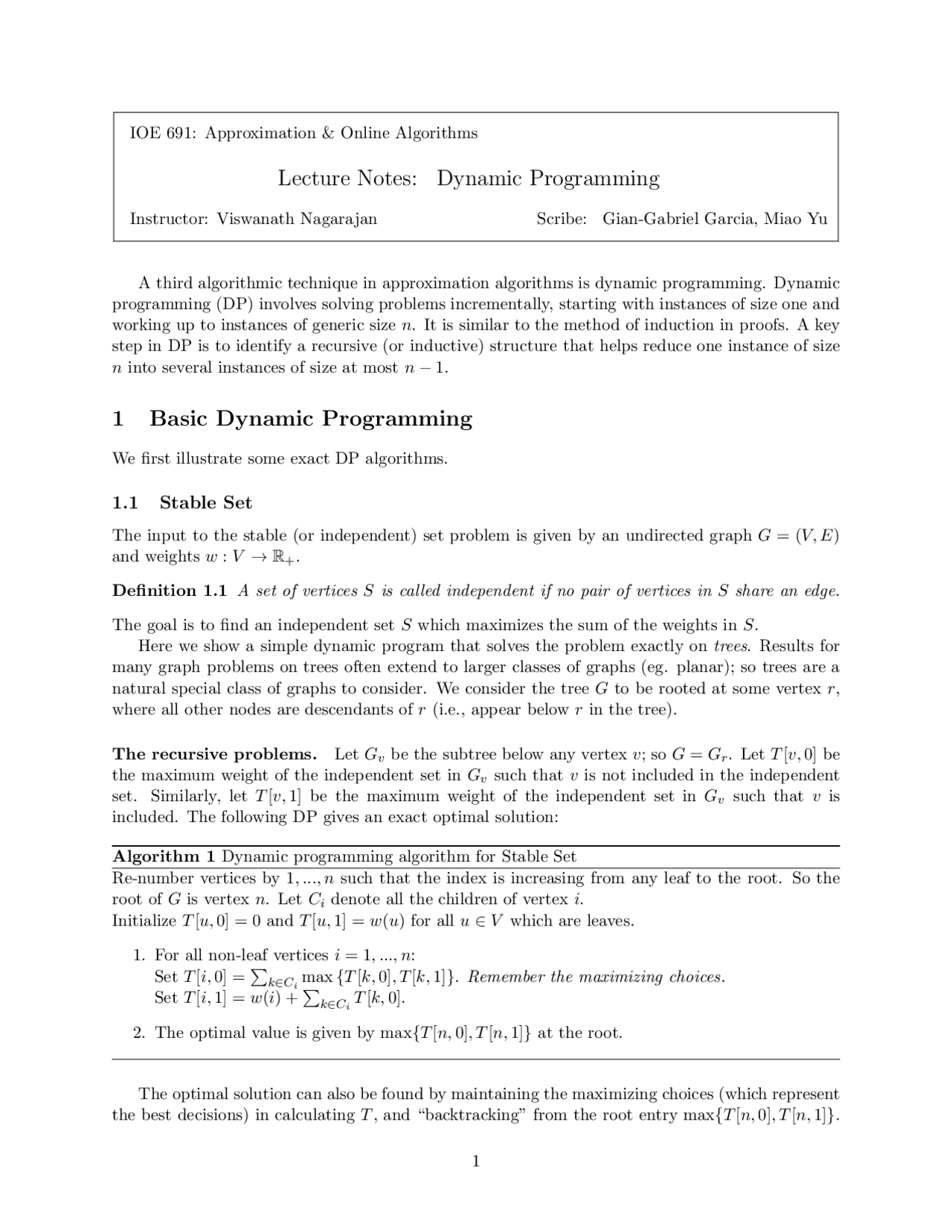 Lecture Notes Dynamic Programming Slides Algorithms And Programming Docsity