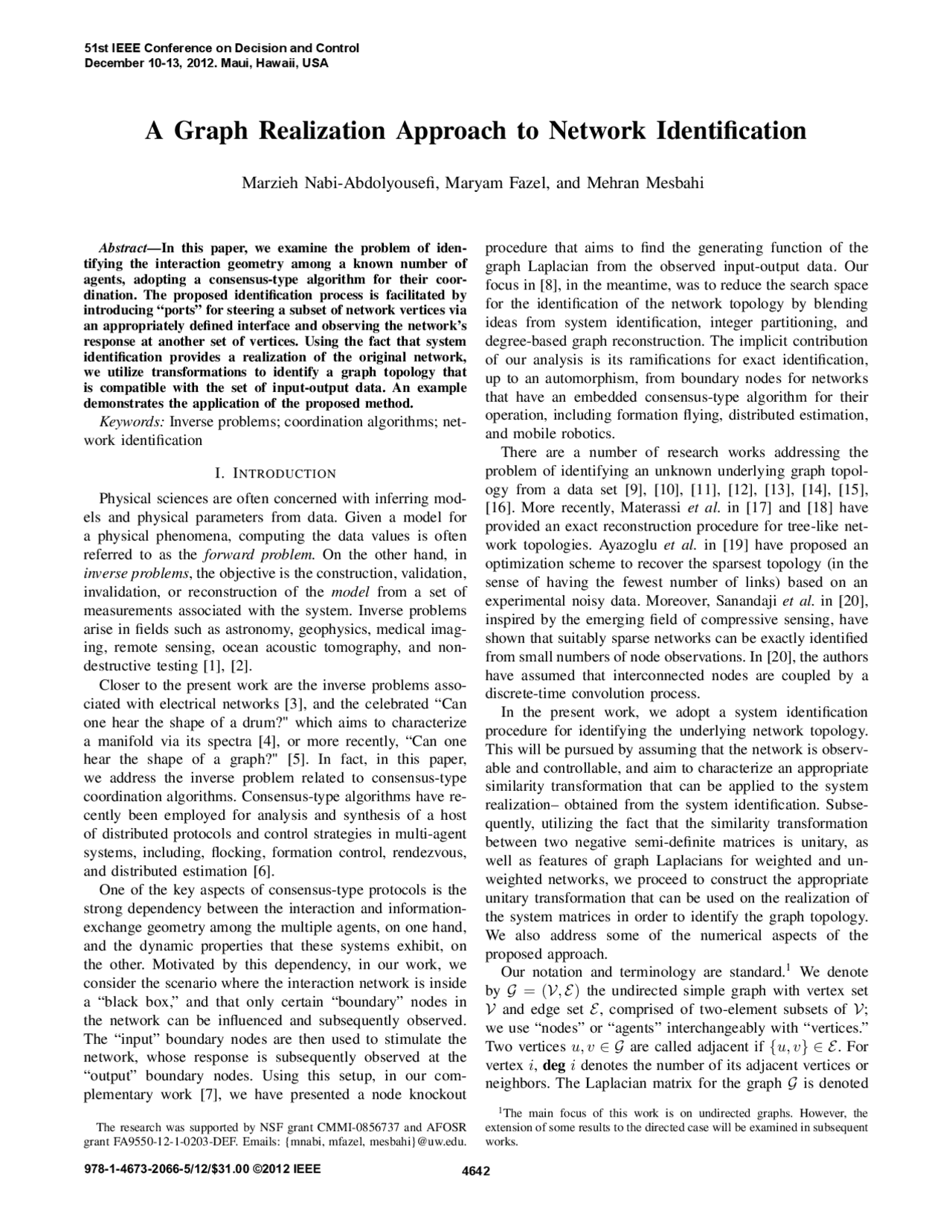 A Graph Realization Approach To Network Identification Lecture Notes Network Design Docsity