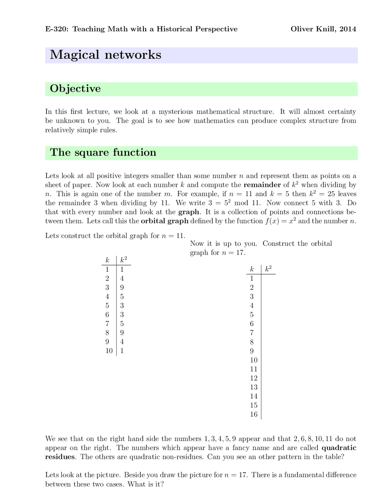 Teaching Math with a Historical Perspective: Lecture 1 | Lecture notes ...