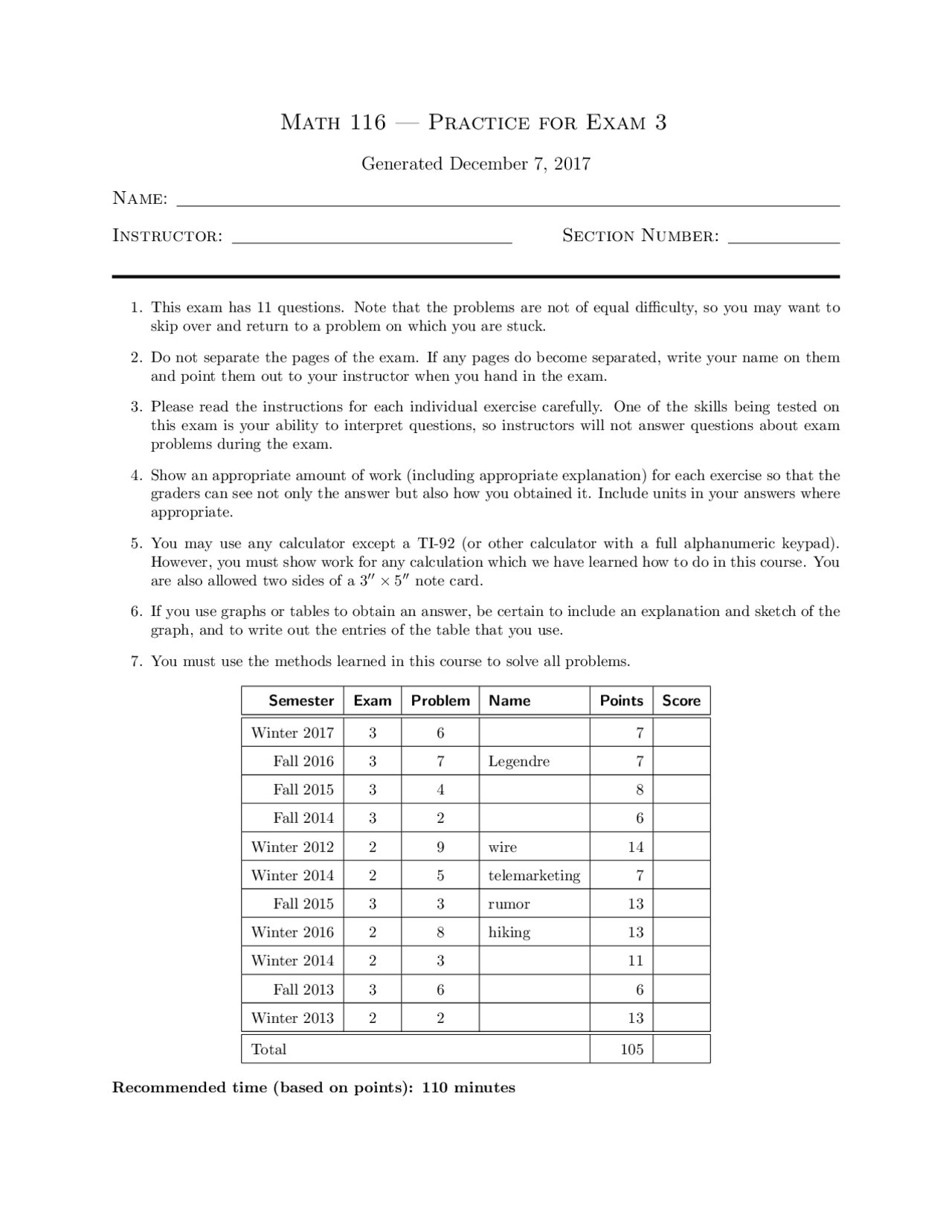 Math 116 Exam 3 Practice Problems: Differential Equations, Taylor ...