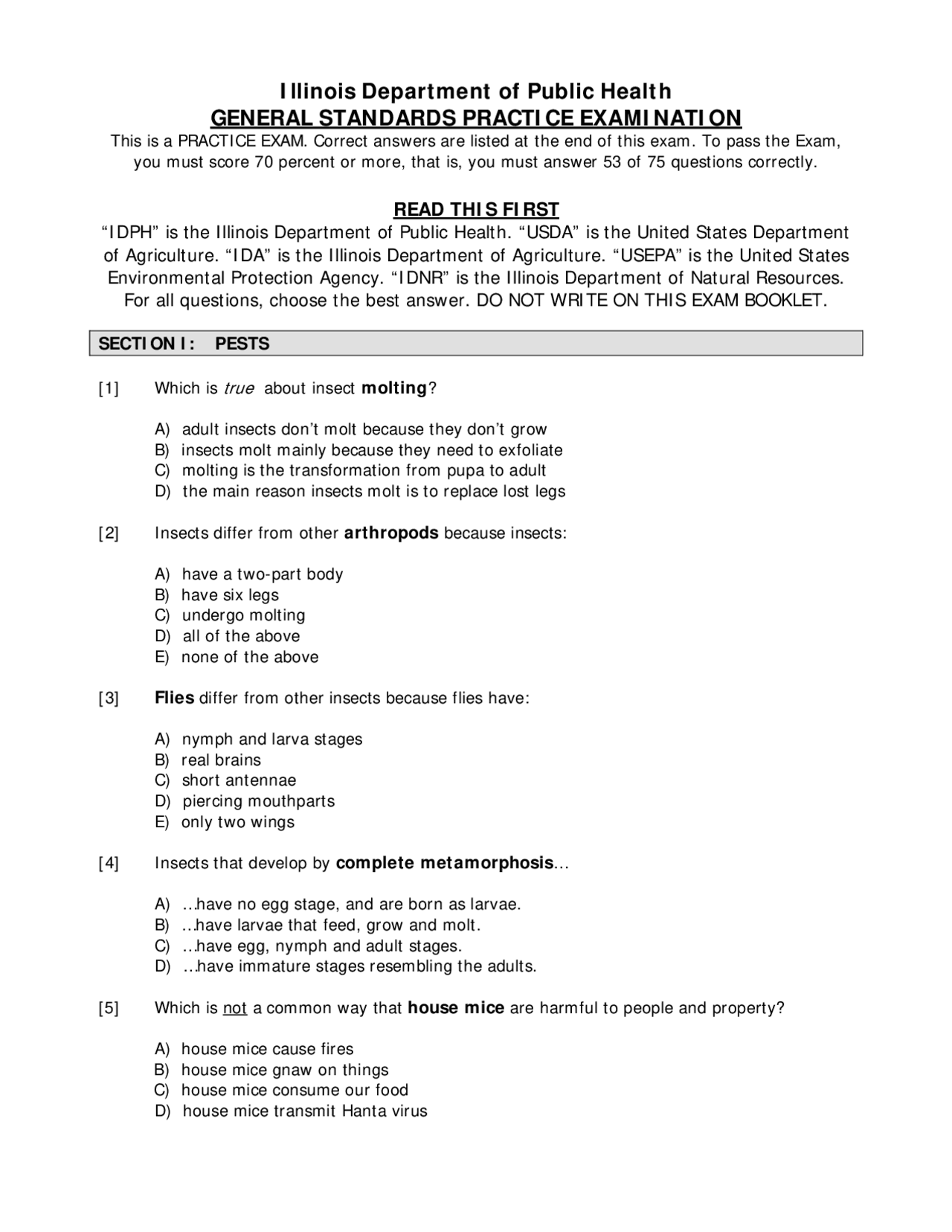 IL General Standards PRACTICE Exam | Study notes Public Health | Docsity
