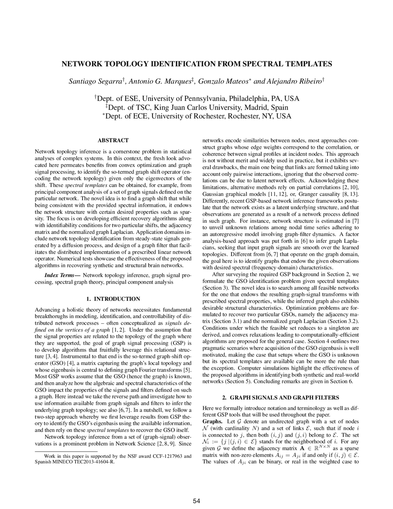Network Topology Identification from Spectral Templates | Summaries ...