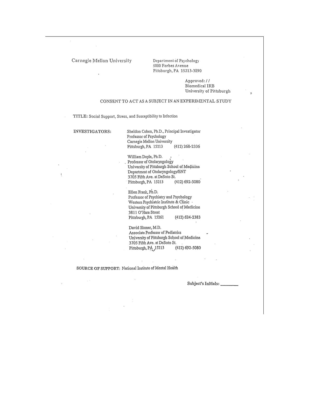 Study Consent Form | Exercises Surgical Pathology | Docsity