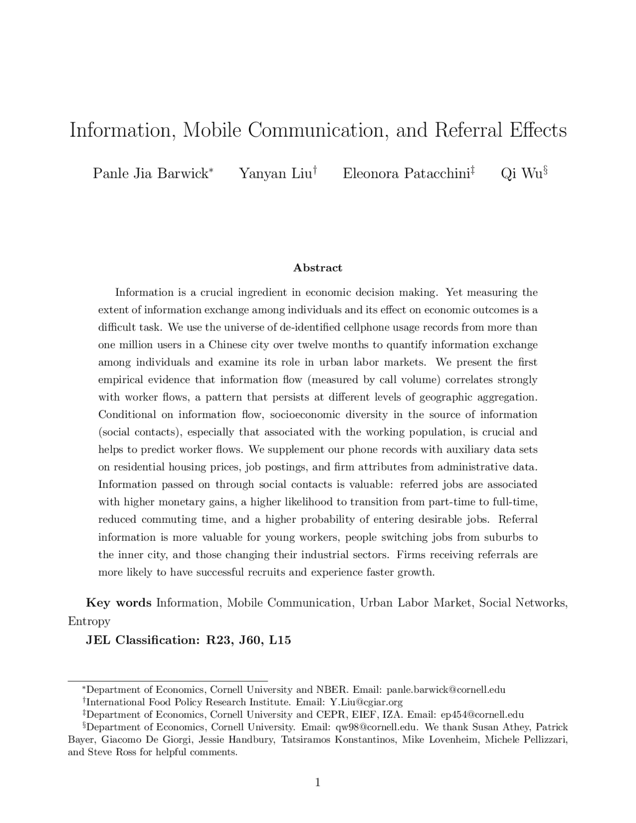 Information, Mobile Communication, and Referral Effects | Essays (university) Computer Networks ...