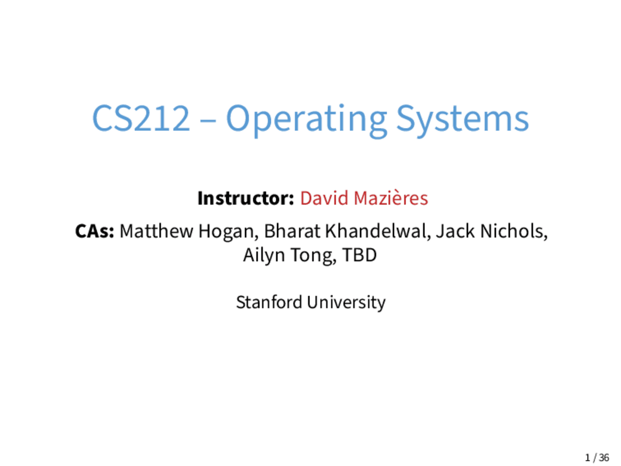 Cs212 Operating Systems Course Information Lecture Notes Microwave Engineering And Acoustics