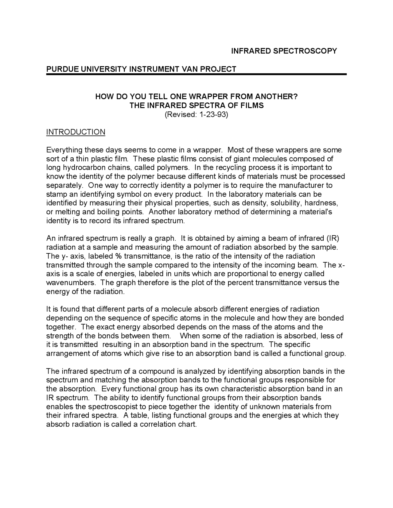 Infrared Spectroscopy | Study notes Chemistry | Docsity