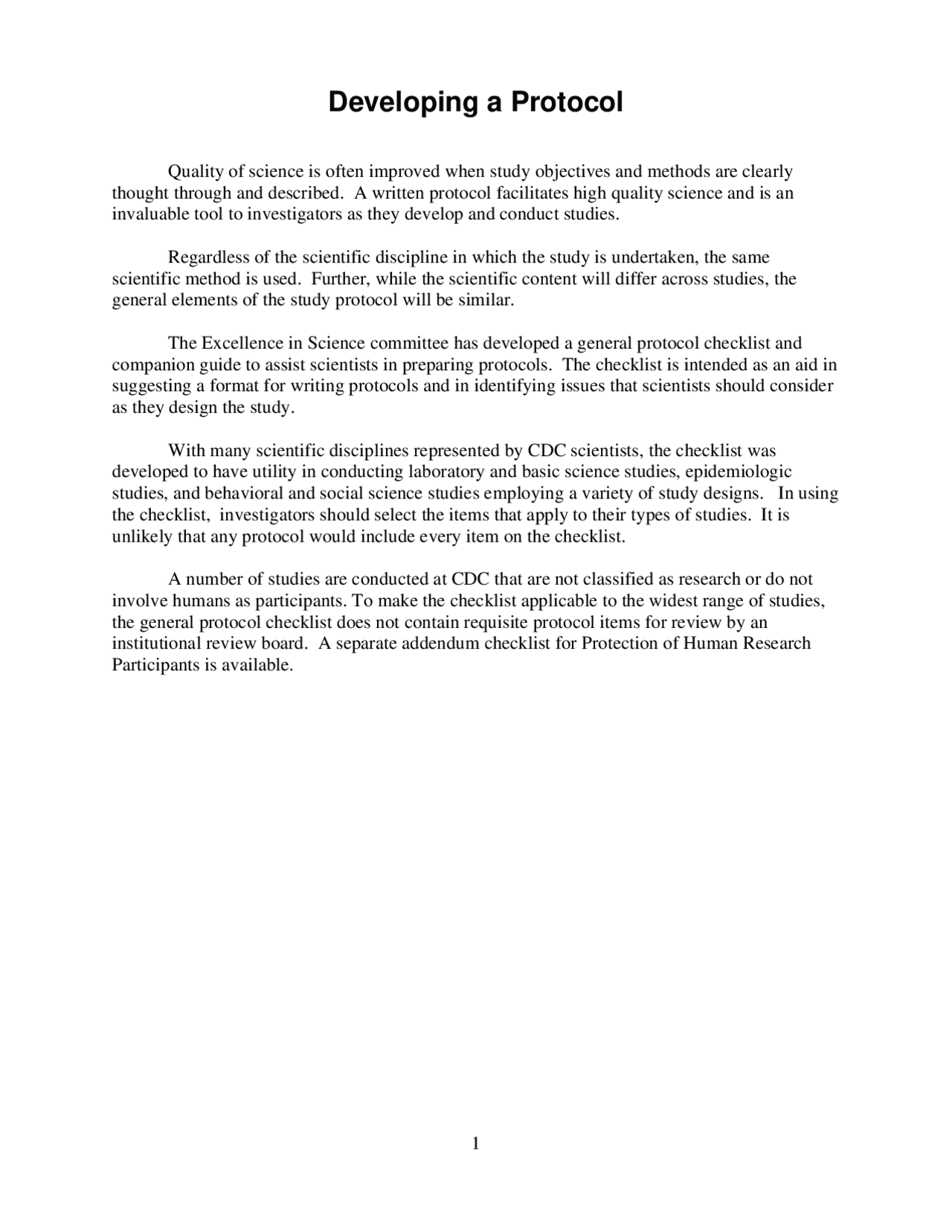 Developing a Protocol: A General Protocol Checklist and Companion Guide for Scientists | Study ...