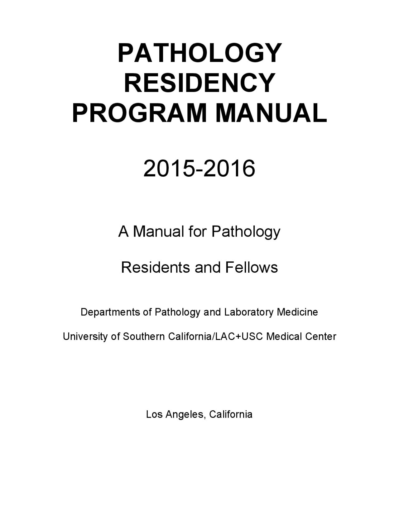 Pathology Residency Program Manual Summaries Pathophysiology Docsity