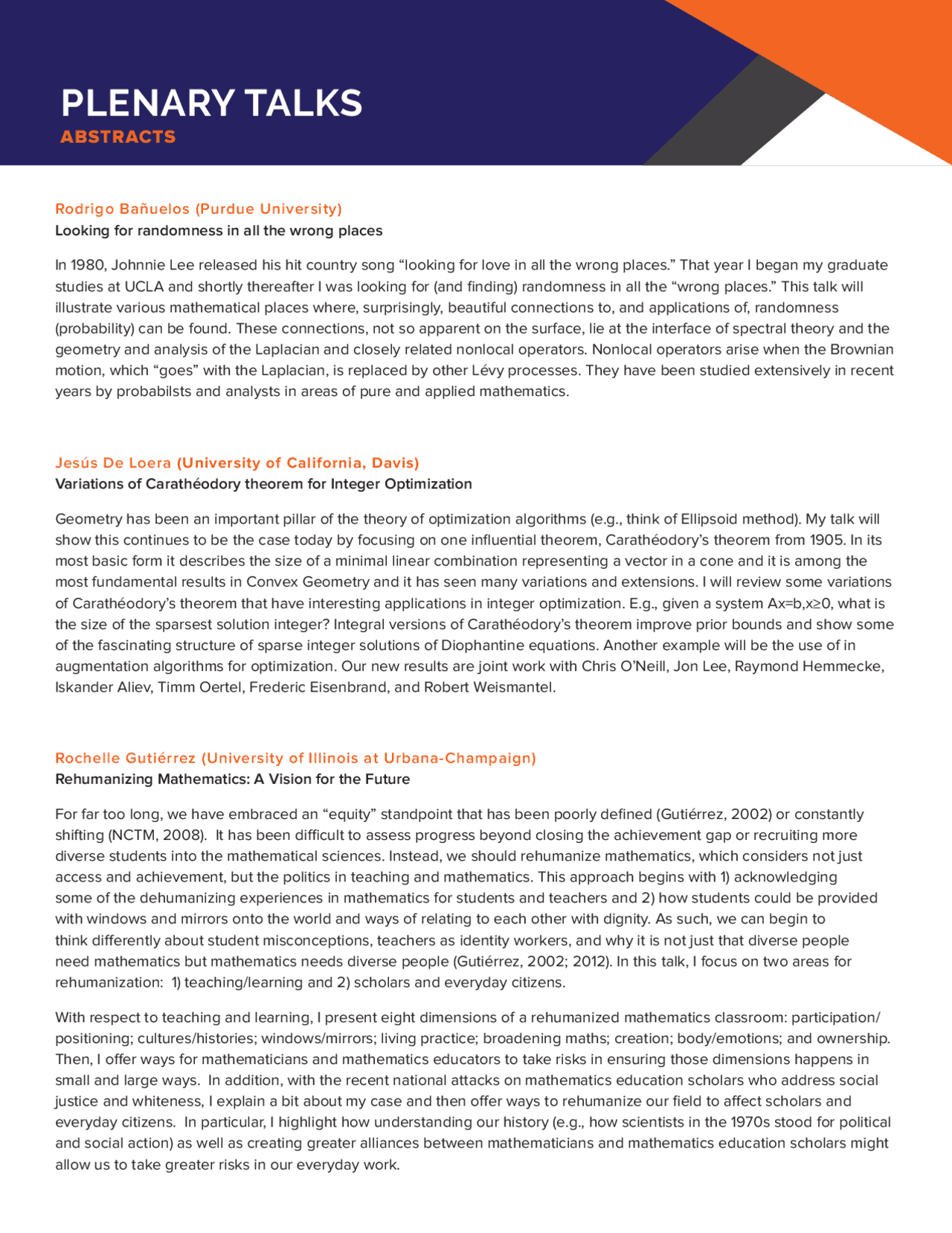 Plenary Talks On Mathematics And Optimization Algorithms Lecture Notes Discrete Mathematics