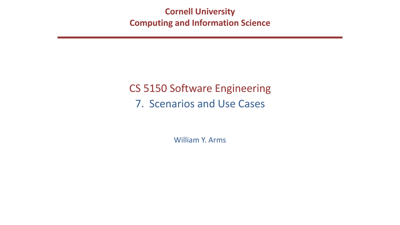 Scenarios And Use Cases In Software Engineering Lecture Notes Software Engineering Docsity
