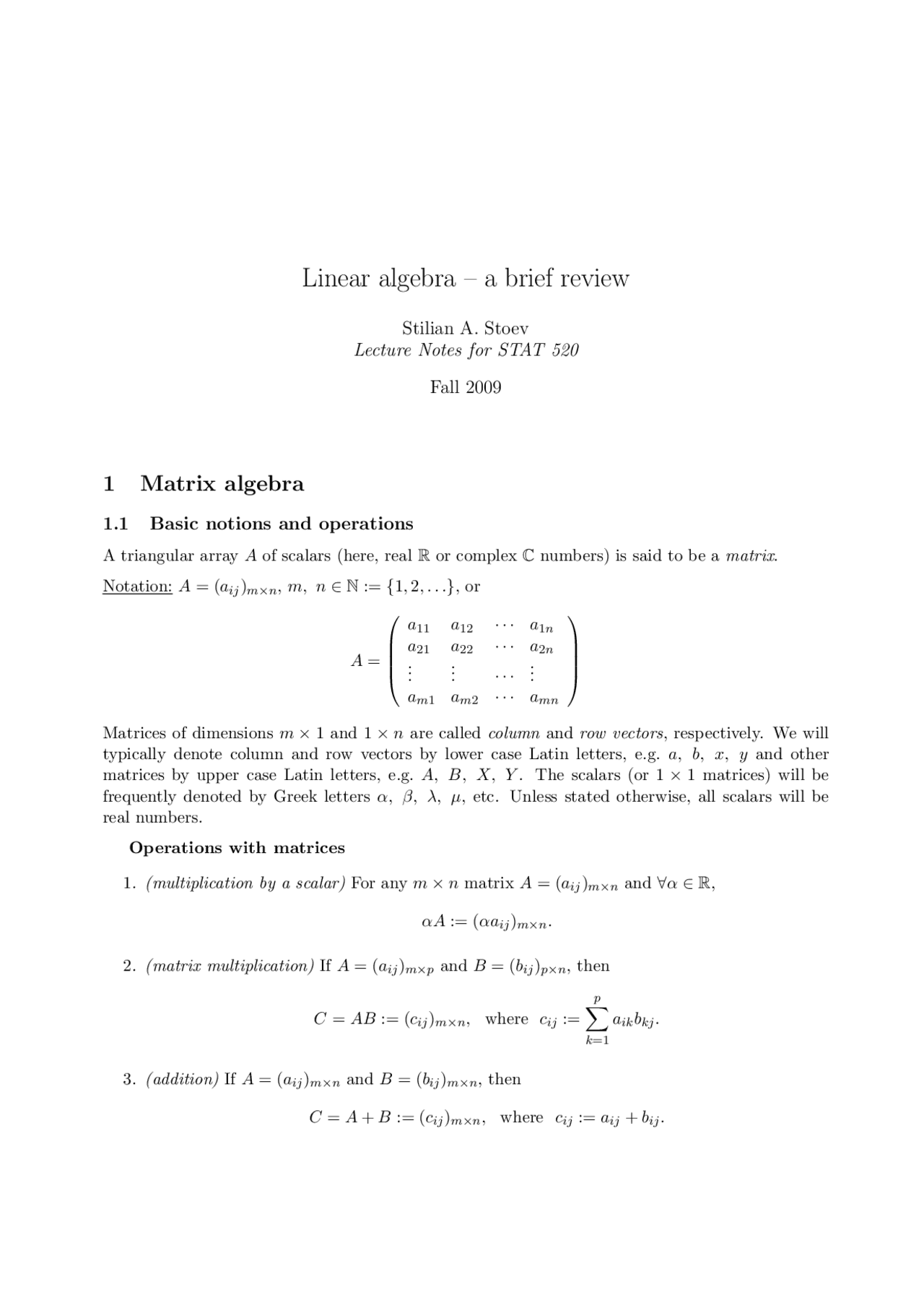 Linear Algebra A Brief Review Schemes And Mind Maps Algebra Docsity
