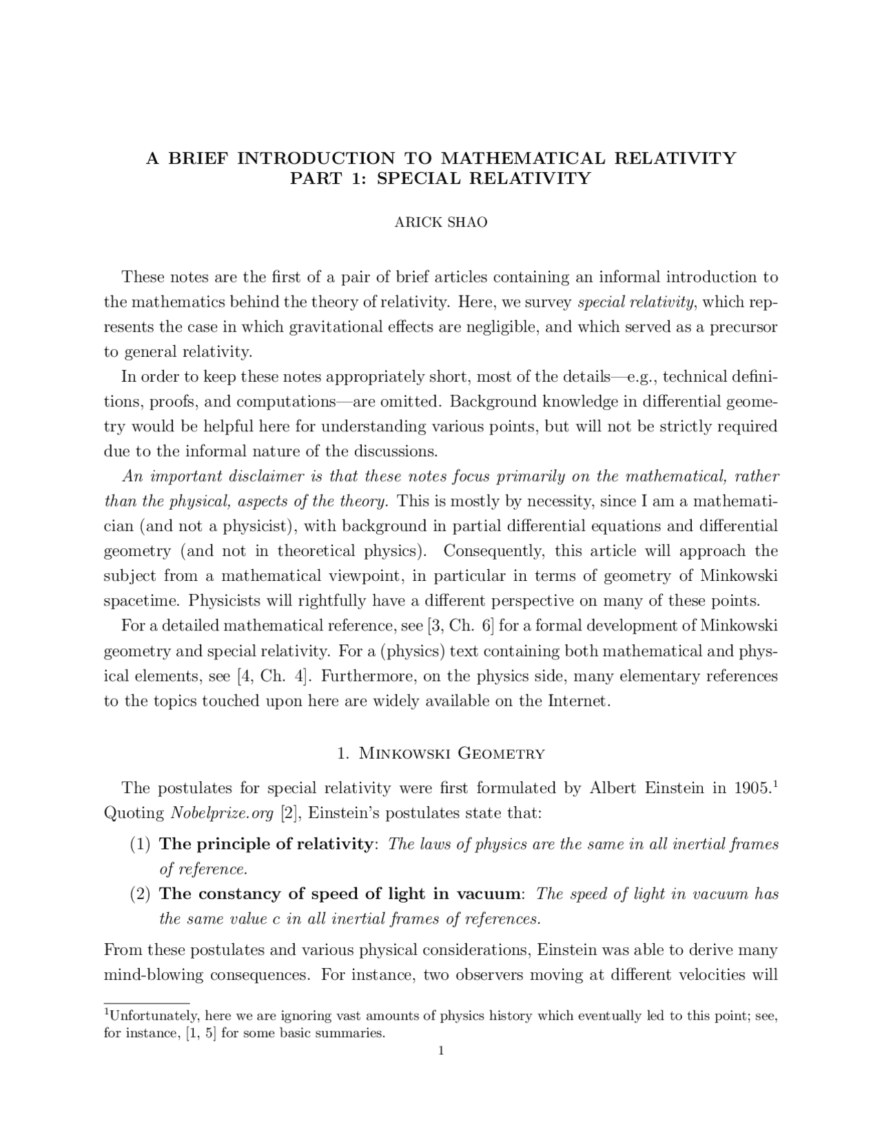 A Brief Introduction to Mathematical Relativity | Study notes ...