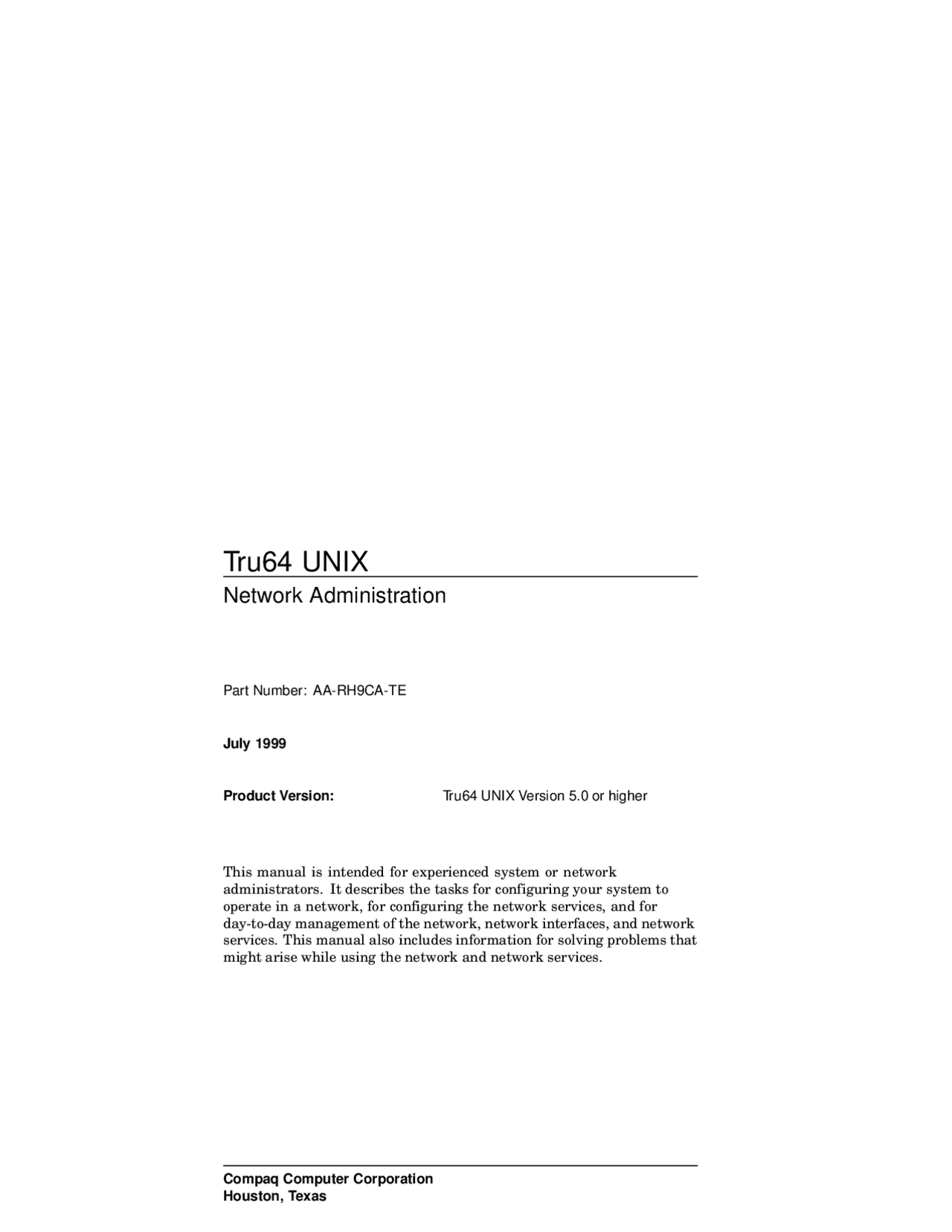 Tru64 UNIX Network Administration Manual | Study notes Local Area ...