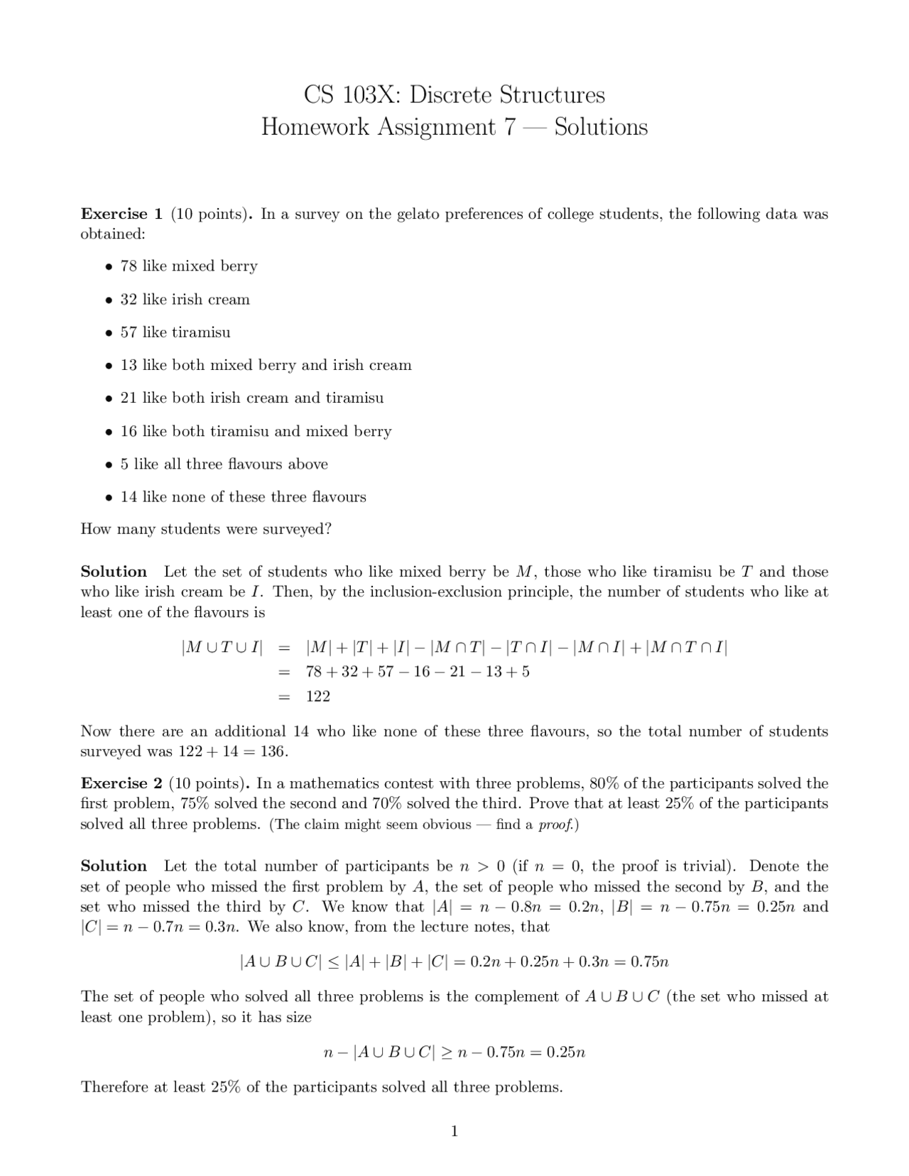 Discrete Structures Homework Assignment 7 Solutions Assignments Discrete Mathematics Docsity