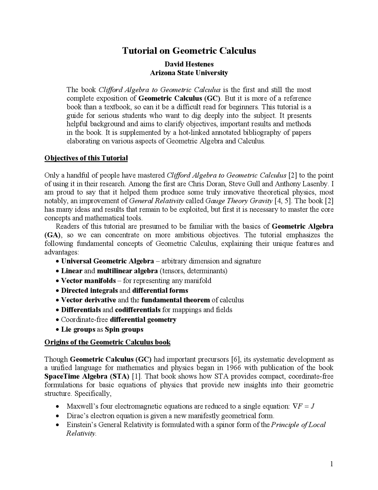 Tutorial on Geometric Calculus | Schemes and Mind Maps Geometry | Docsity