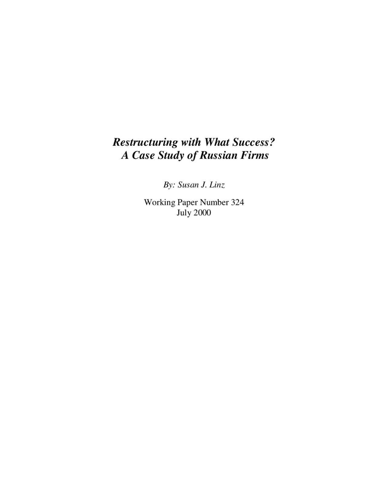 Restructuring with What Success | Summaries Corporate Finance | Docsity