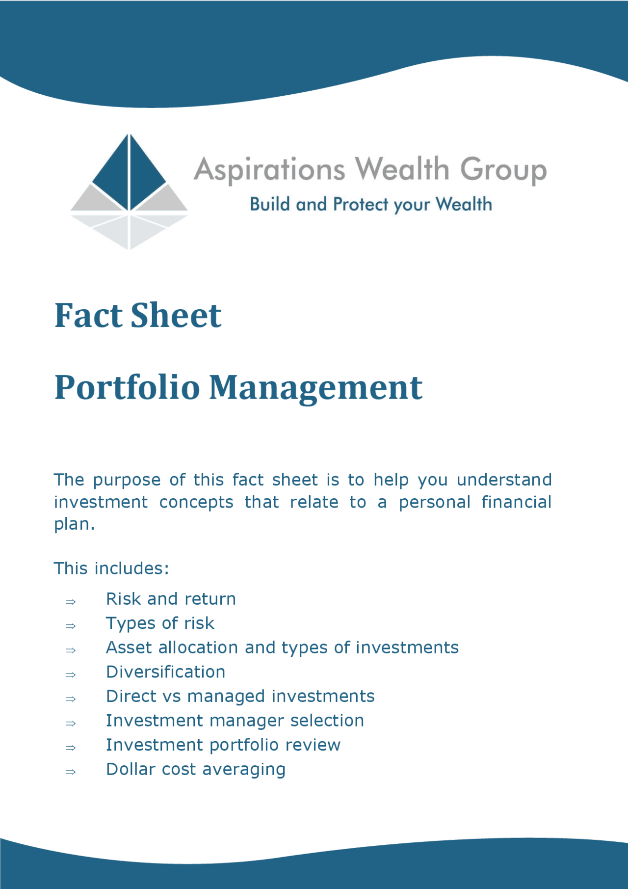 Portfolio Management Fact Sheet | Study notes Investment Management and ...