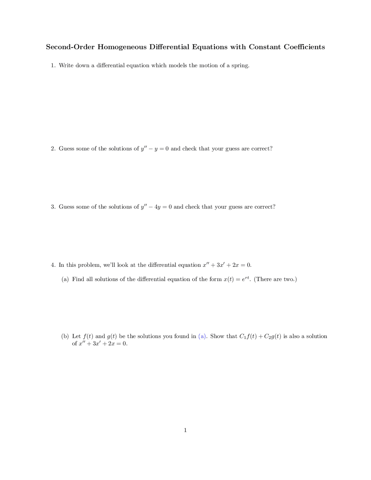 Second-Order Homogeneous Differential Equations with ... | Summaries ...