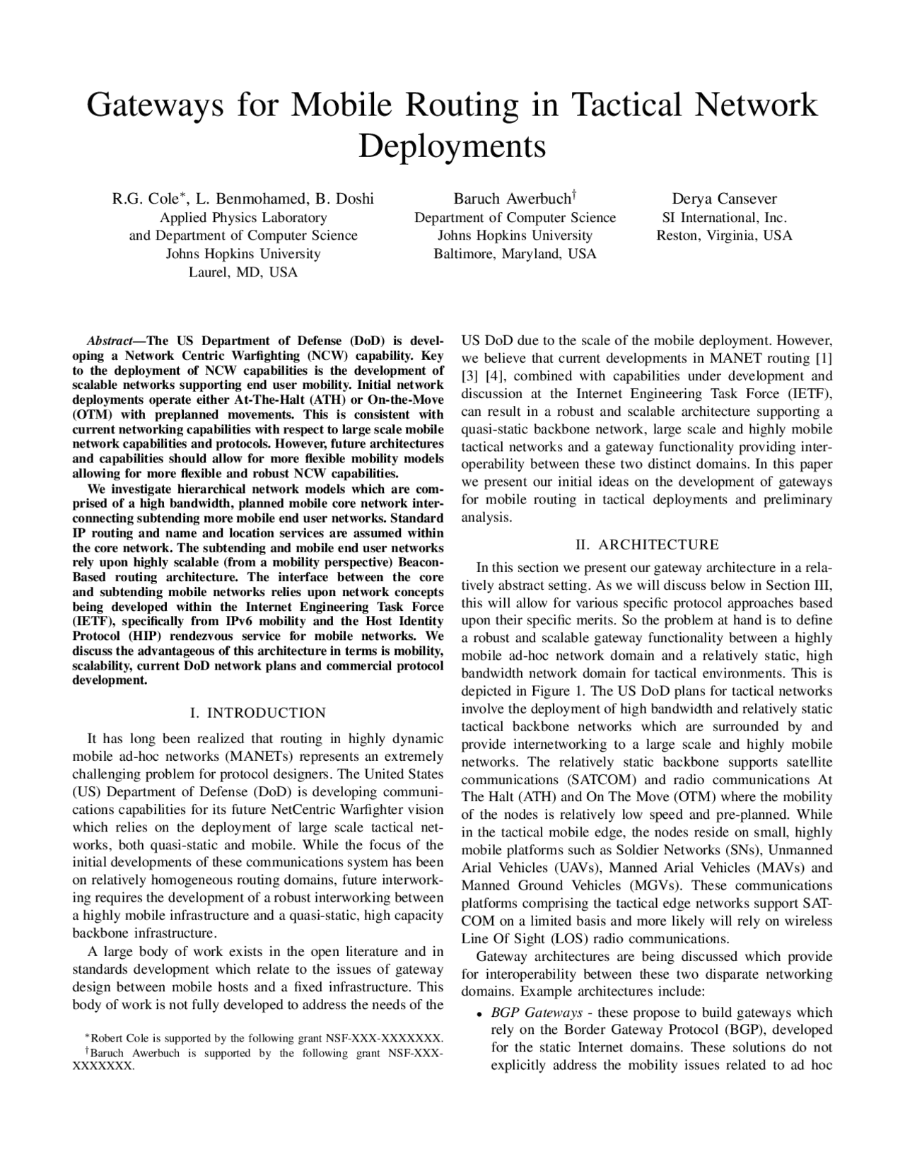 Gateways For Mobile Routing In Tactical Network Deployments Exams
