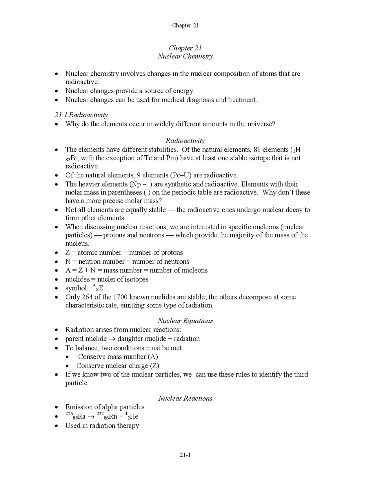 Chapter 21 Lecture Notes Nuclear Physics Docsity